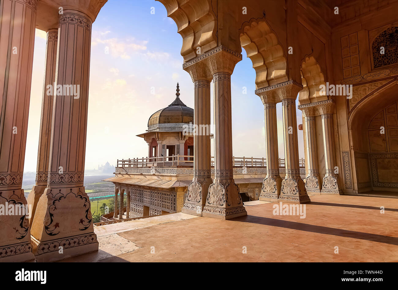 Agra Fort - Medieval Indian fort made of red sandstone and marble with ...