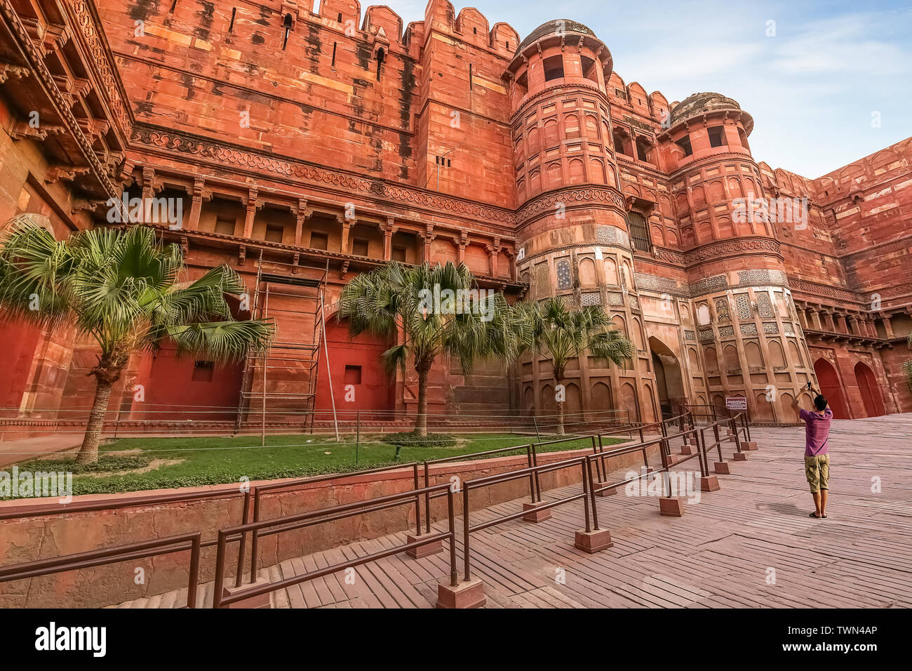 Agra Fort - Historic mughal architecture red sandstone fort of medieval ...