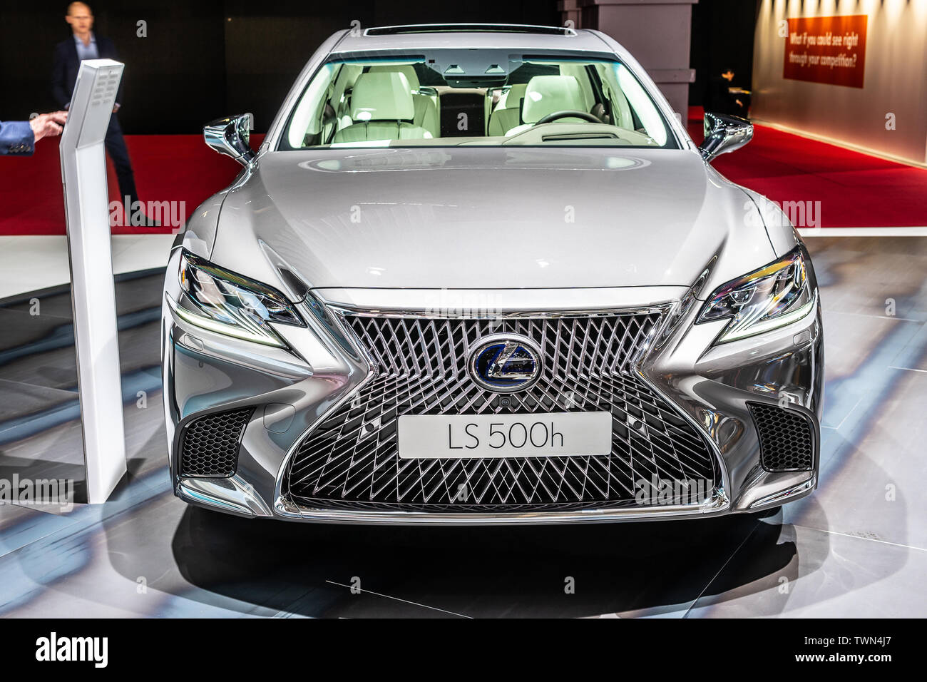 Paris, France, October 02, 2018: new metallic grey LEXUS LS 500h Hybrid ...
