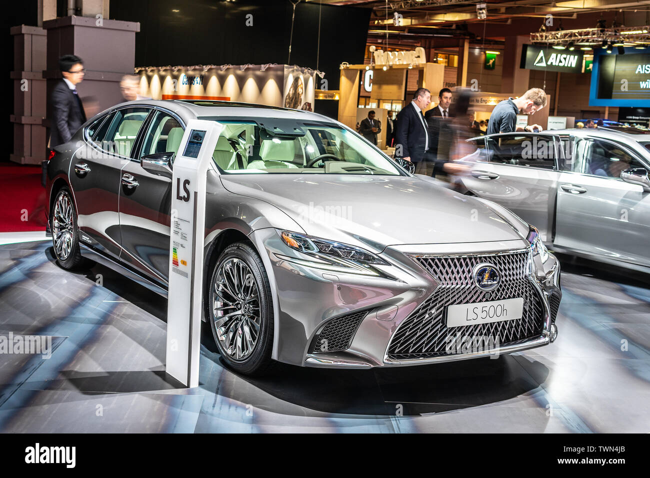 Paris, France, October 02, 2018: new metallic grey LEXUS LS 500h Hybrid ...