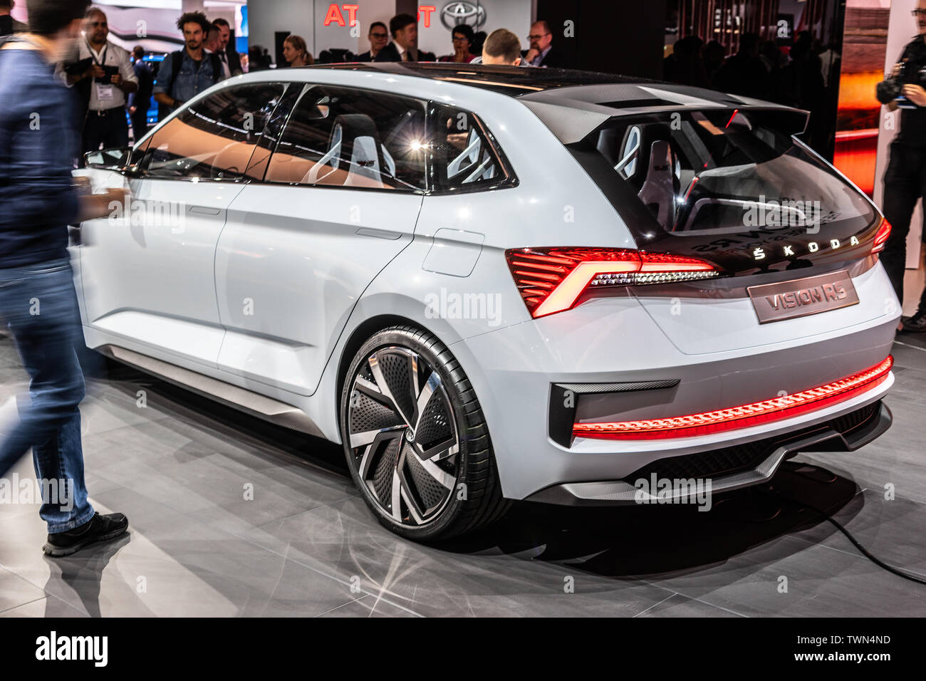 Paris, France, Oct 02, 2018 metallic white Skoda VISION RS concept car ...