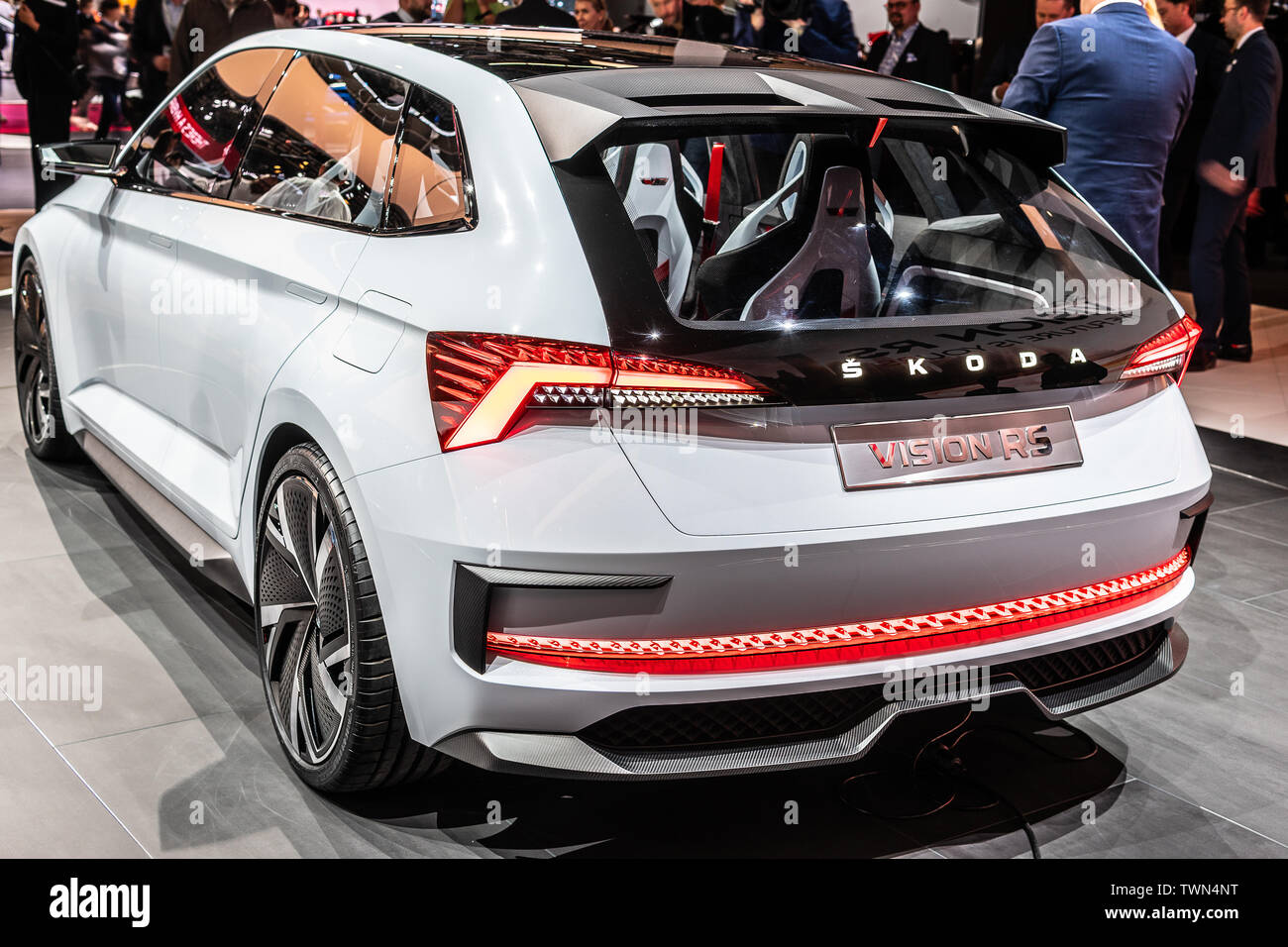 Paris, France, Oct 02, 2018 metallic white Skoda VISION RS concept car ...