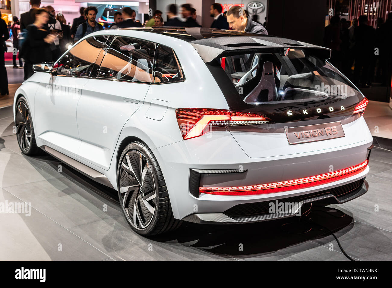 Paris, France, Oct 02, 2018 metallic white Skoda VISION RS concept car ...