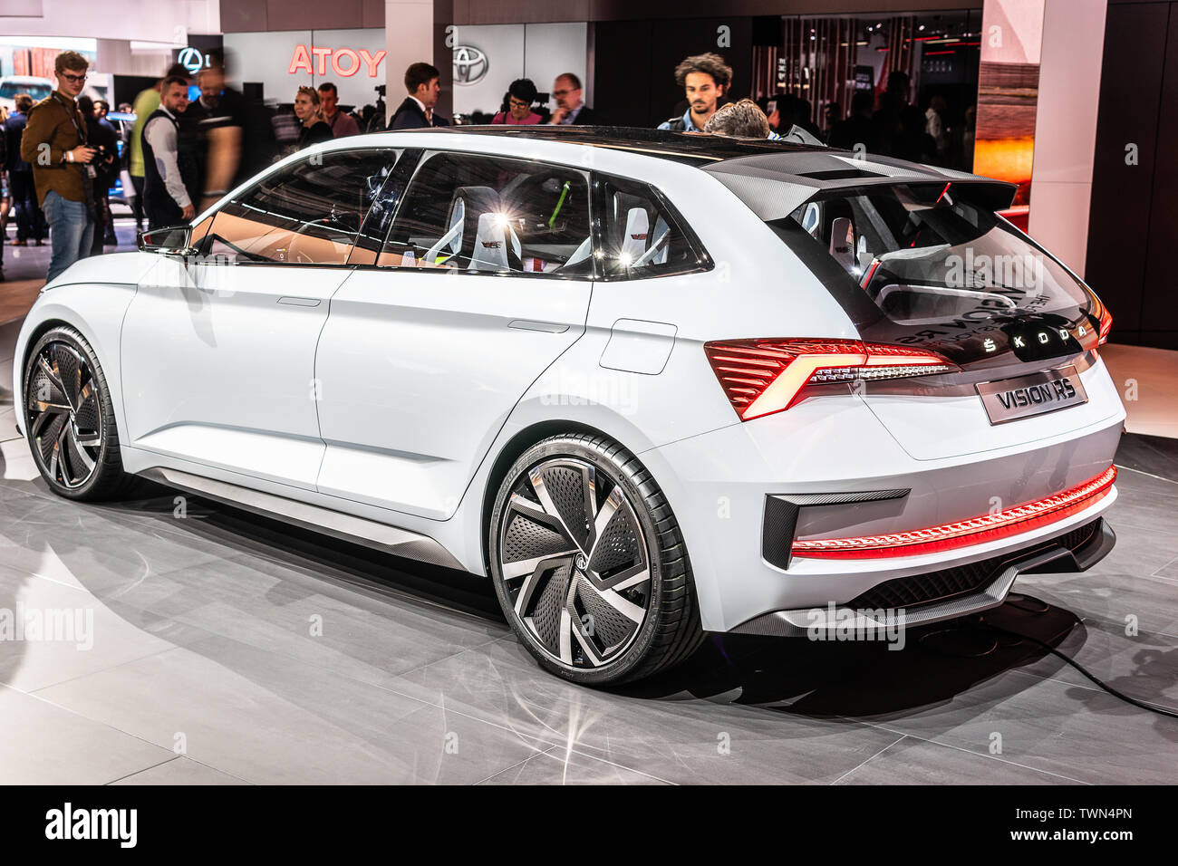 Paris, France, Oct 02, 2018 metallic white Skoda VISION RS concept car ...