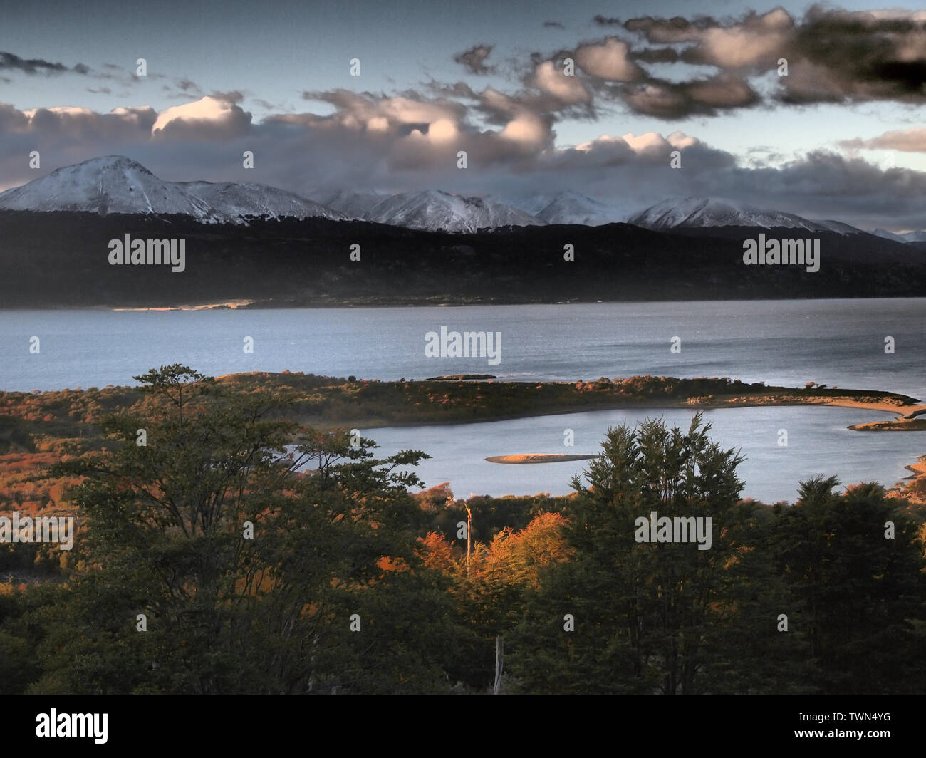 The Beagle Channel in Tierra del Fuego region, Southern Chile. This ...
