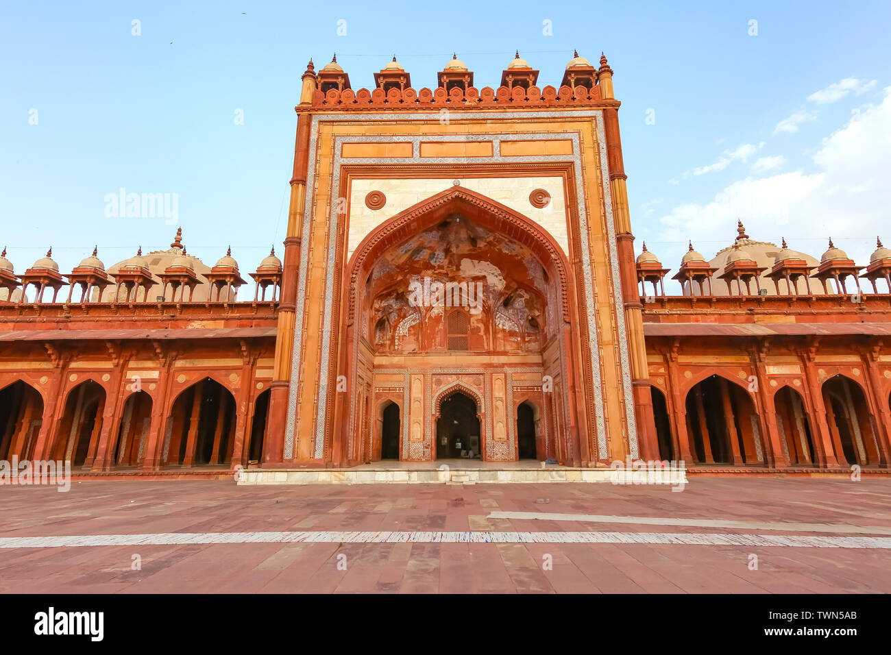 Historic Jama Masjid mosque built with red sandstone at Fatehpur Sikri ...