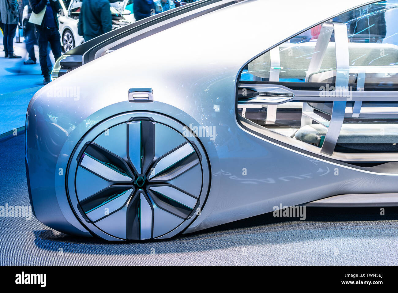 Paris, France, Oct 04, 2018 electric autonomous robot taxi car Renault ...