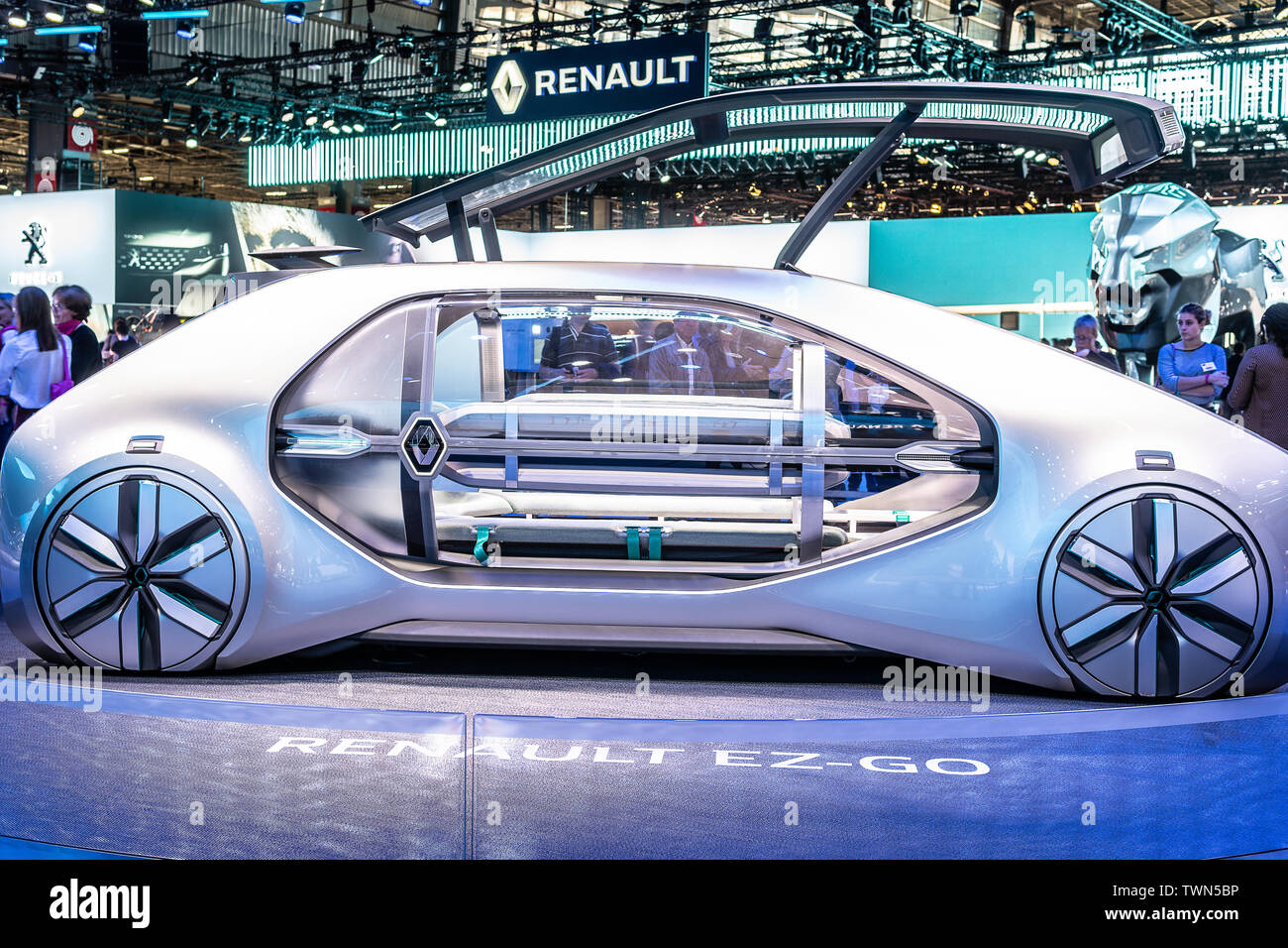 Paris, France, Oct 04, 2018 electric autonomous robot taxi car Renault ...