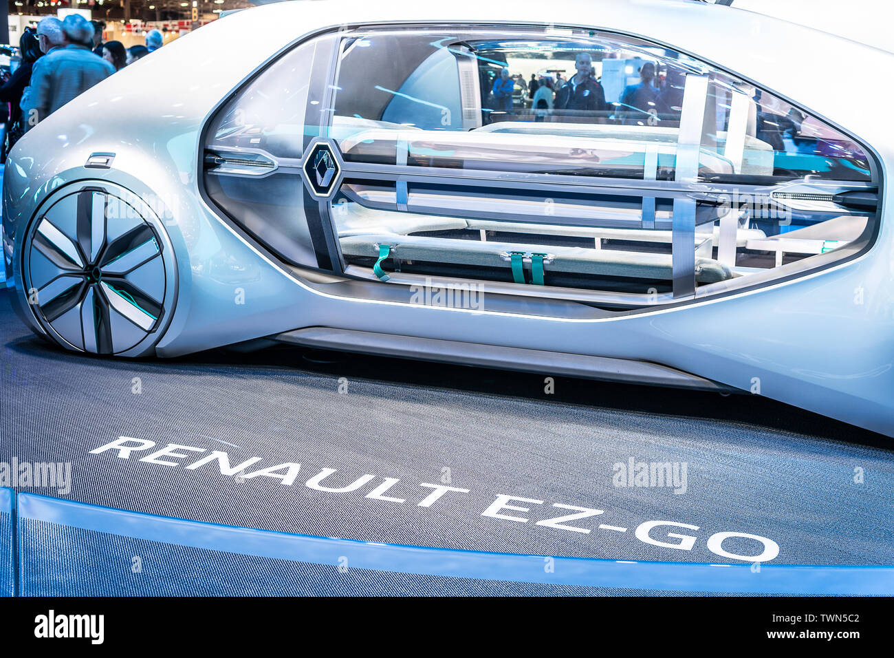 Paris, France, Oct 04, 2018 electric autonomous robot taxi car Renault ...