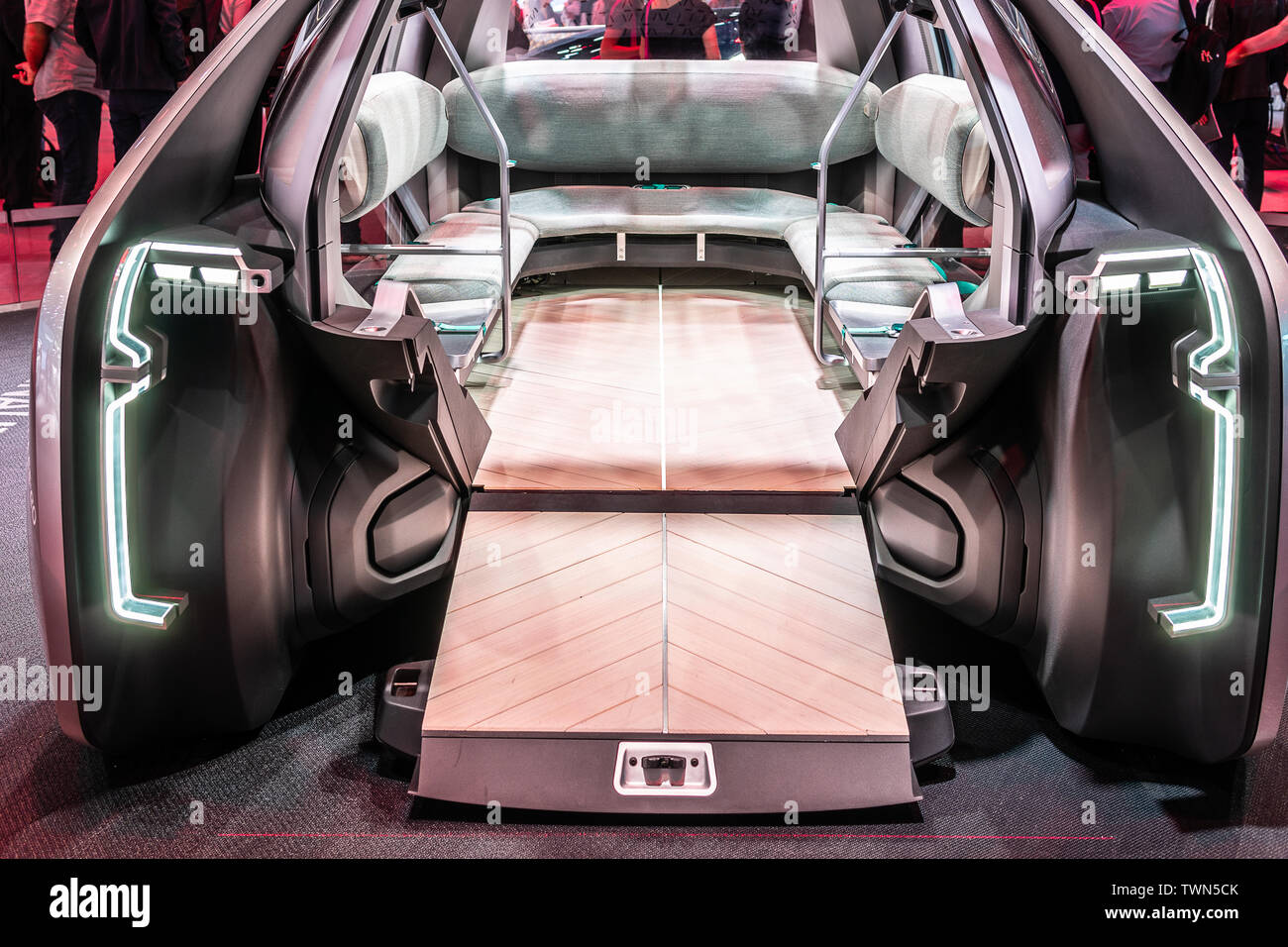 Paris, France, Oct 04, 2018 electric autonomous robot taxi car Renault ...