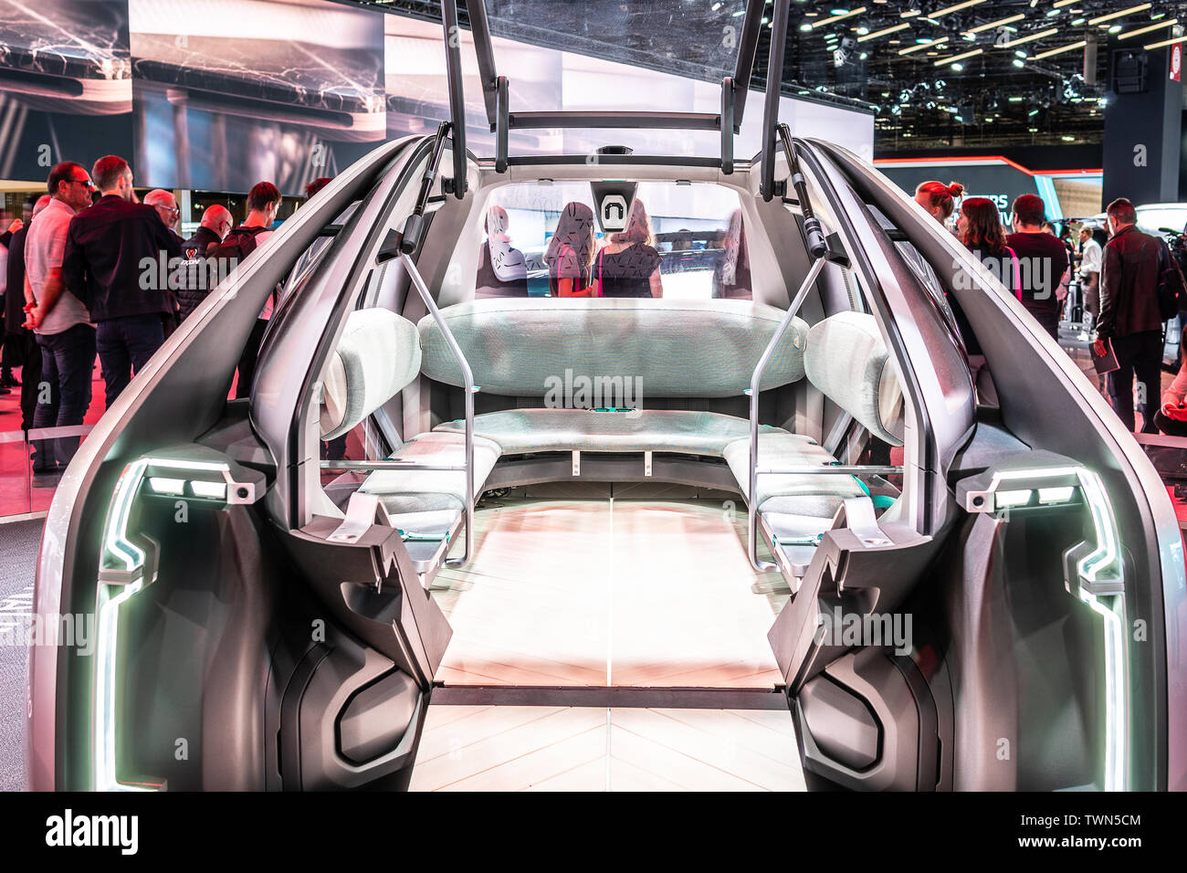 Paris, France, Oct 04, 2018 electric autonomous robot taxi car Renault ...