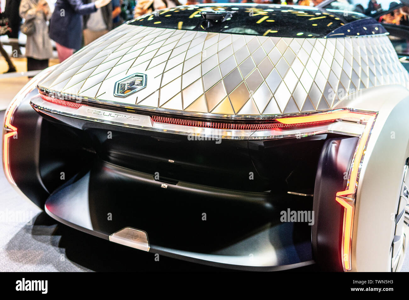 Paris, France, Oct 04, 2018 big electric autonomous robo car mobile ...