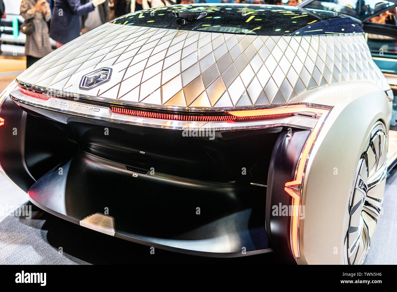 Paris, France, Oct 04, 2018 big electric autonomous robo car mobile ...