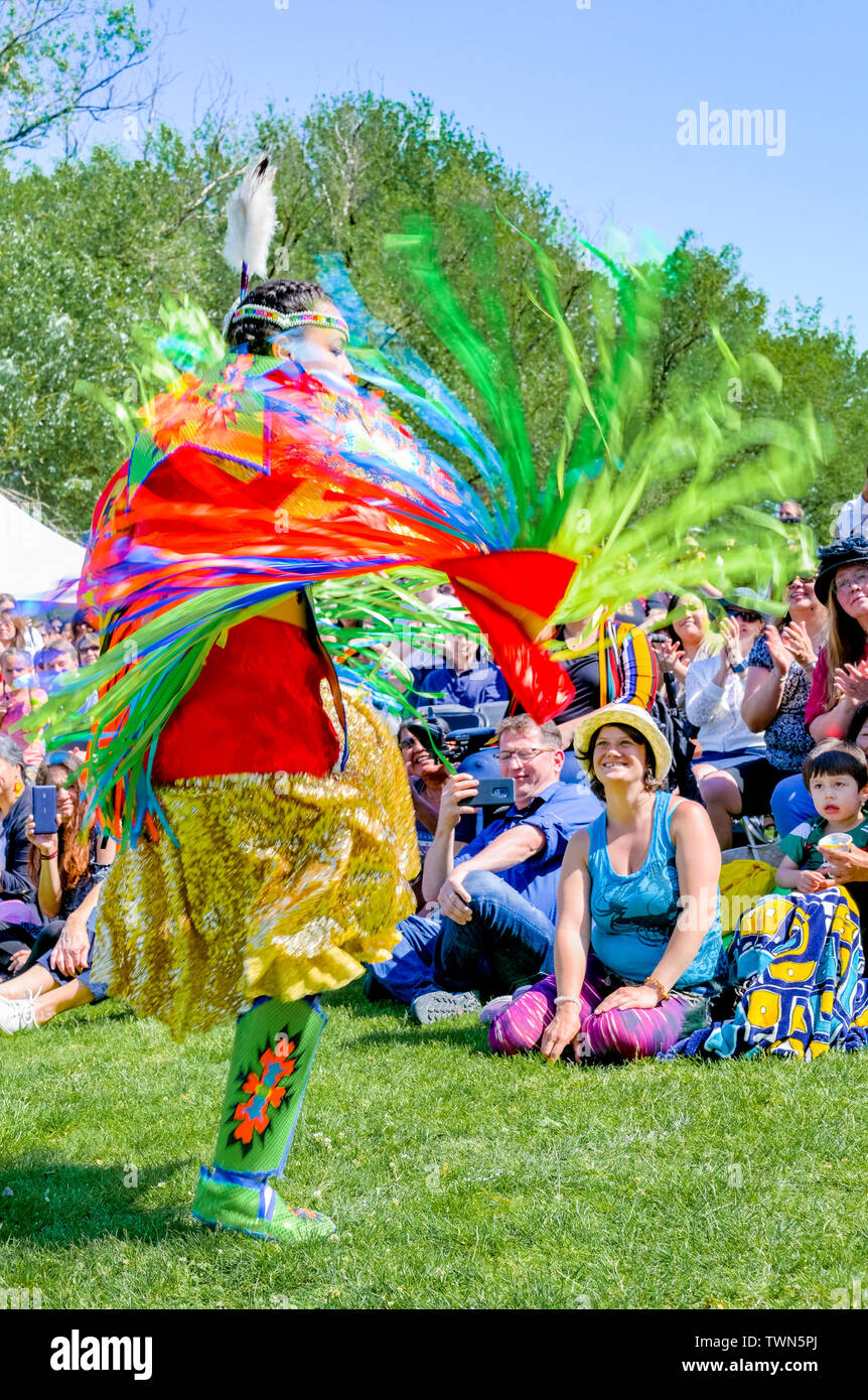 Pow wow dancer at National Indigenous Day Celebration, Trout Lake ...