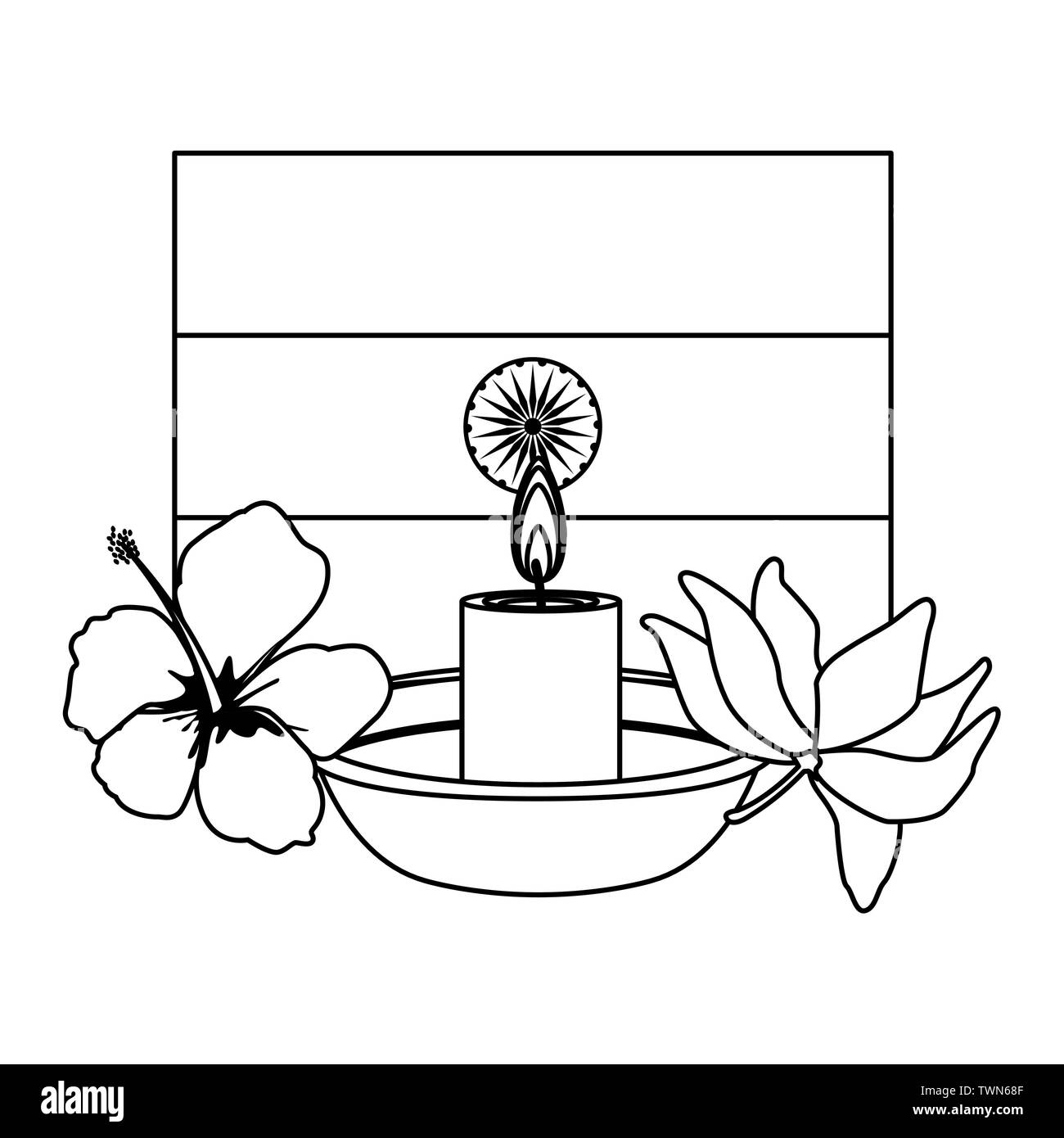 flag of india icon cartoon in black and white Stock Vector Image & Art ...