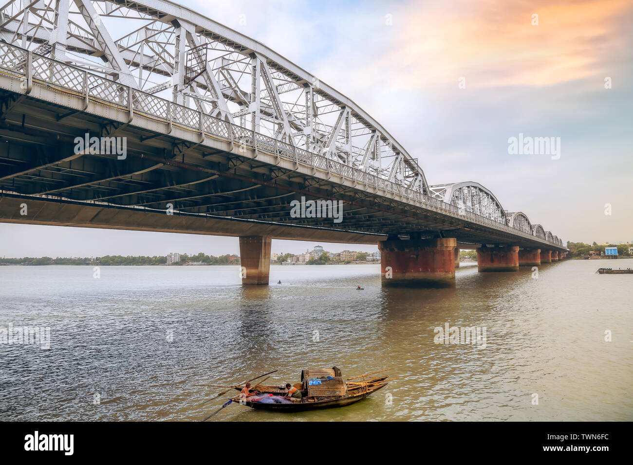 Vivekananda bridge (setu) also known as Bally bridge with view of ...