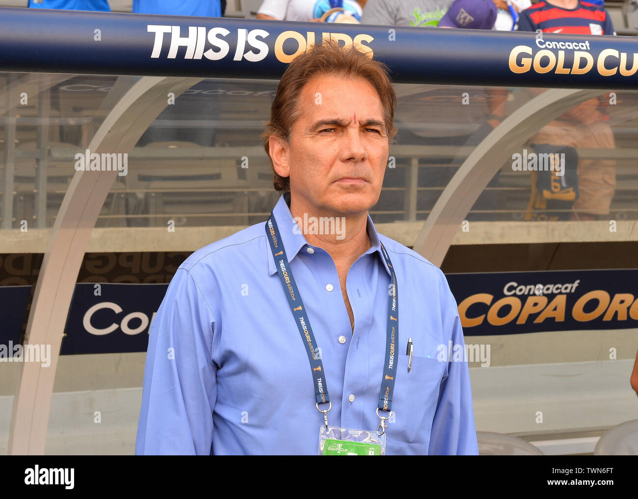 Houston, TX, USA. 21st June, 2019. El Salvador Head Coach, Carlos de ...