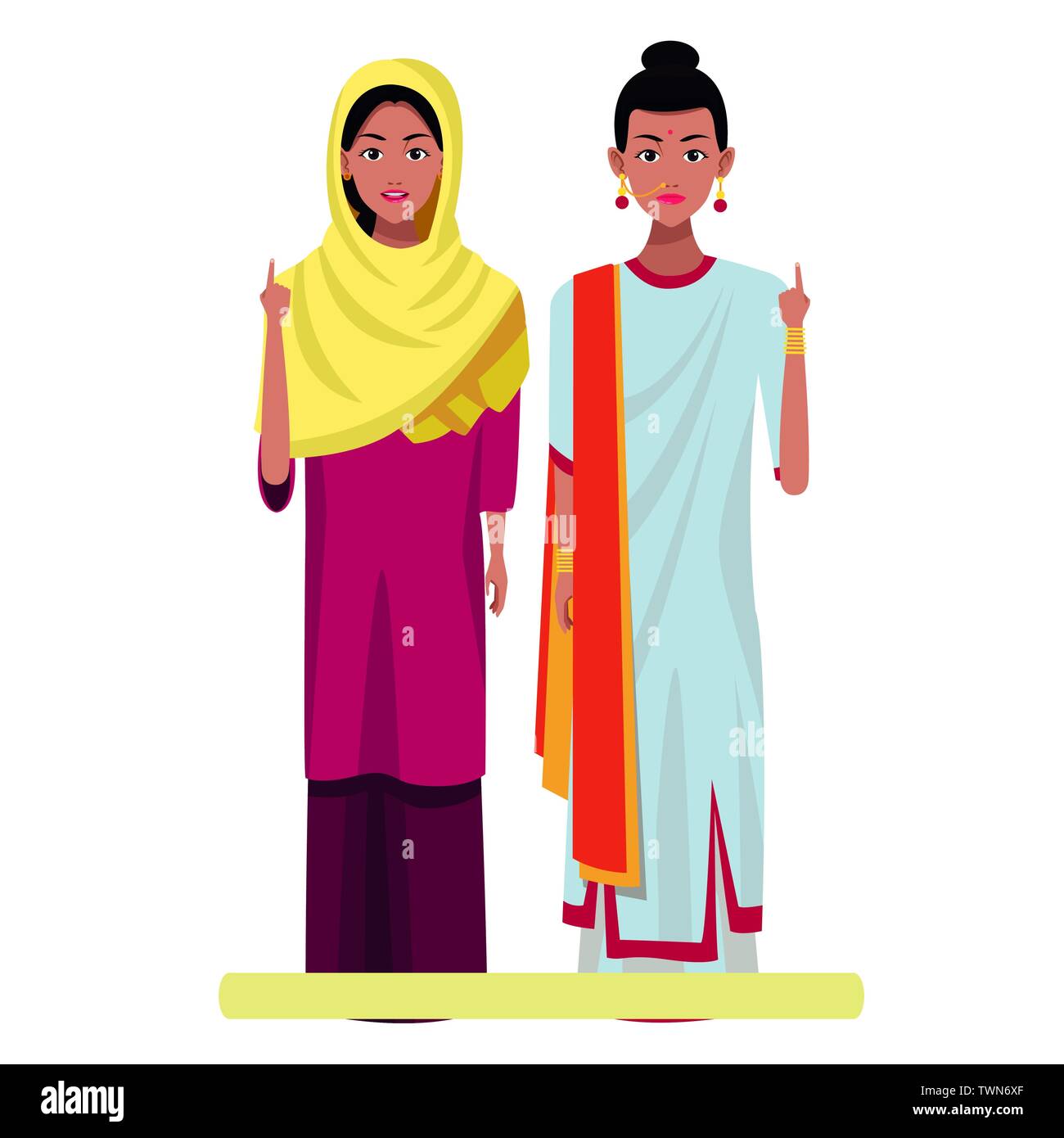 Two indian women Stock Vector Images - Alamy