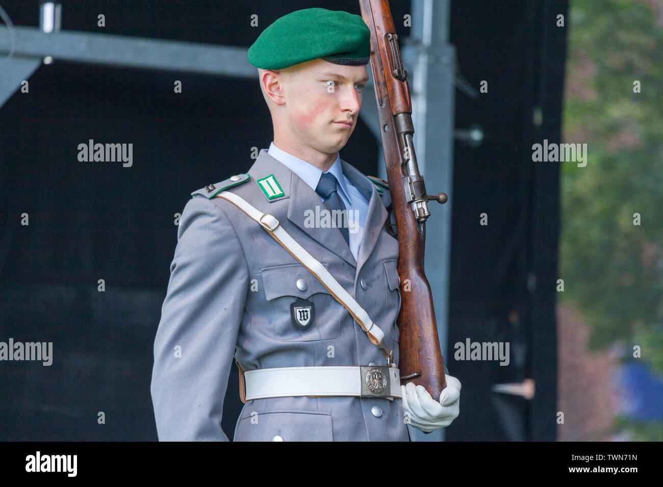 AUGUSTDORF / GERMANY - JUNE 15, 2019: German soldier from the guard ...