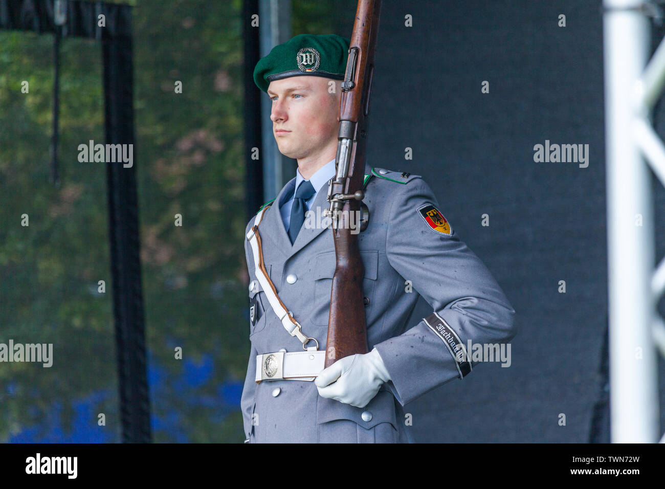 AUGUSTDORF / GERMANY - JUNE 15, 2019: German soldier from the guard ...