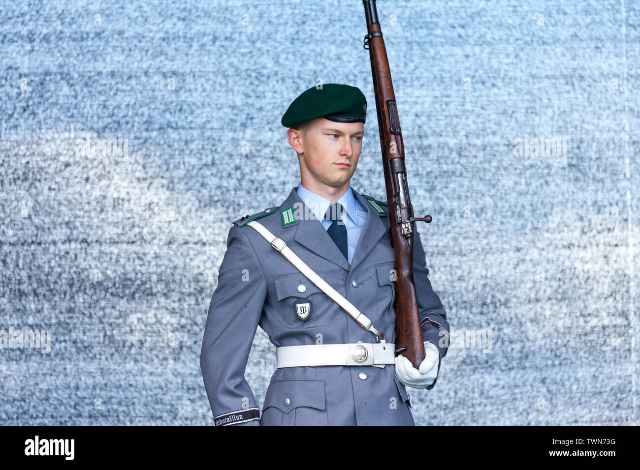 AUGUSTDORF / GERMANY - JUNE 15, 2019: German soldier from the guard ...