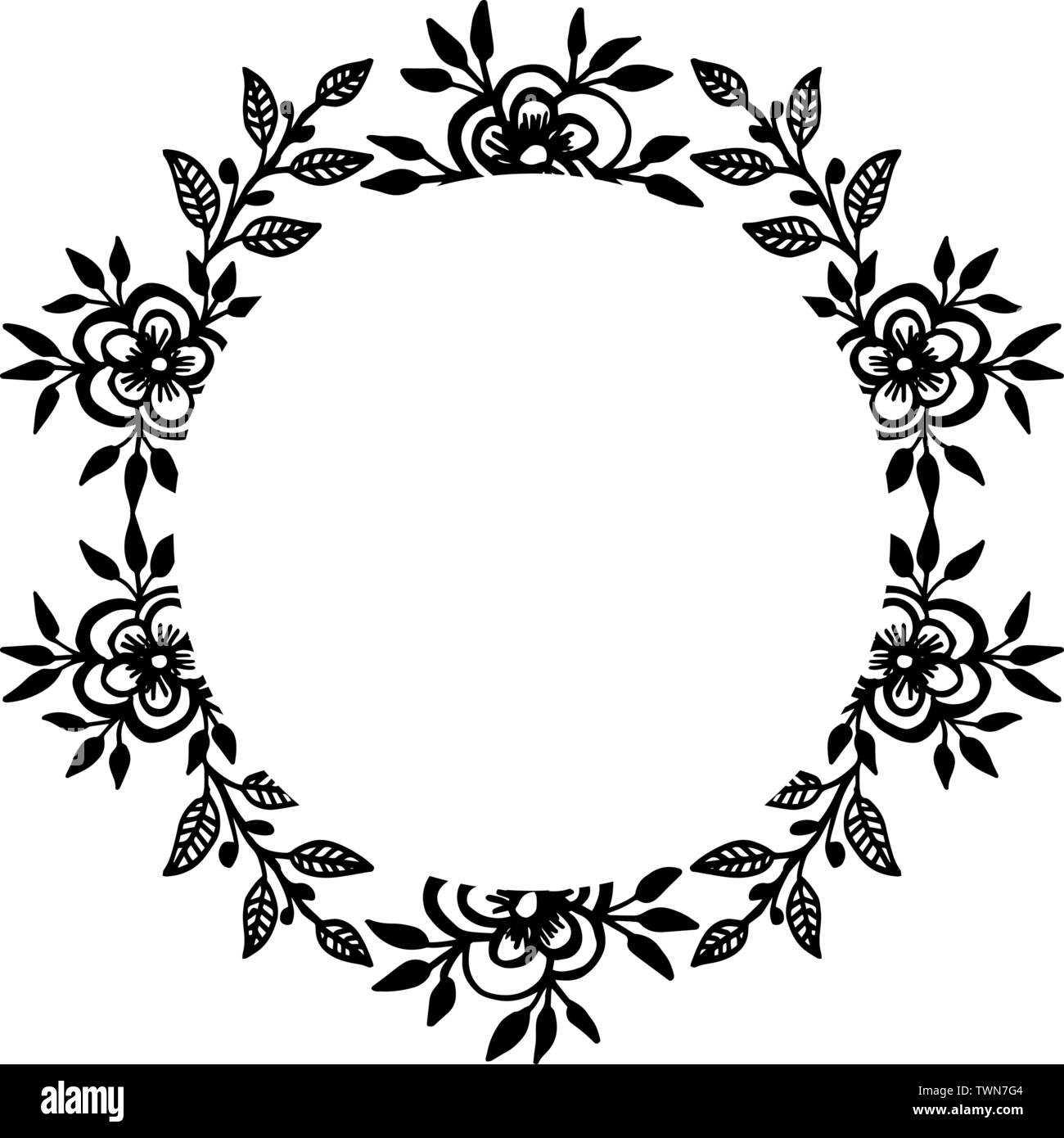 Vector illustration of design element with drawing flower frame hand ...