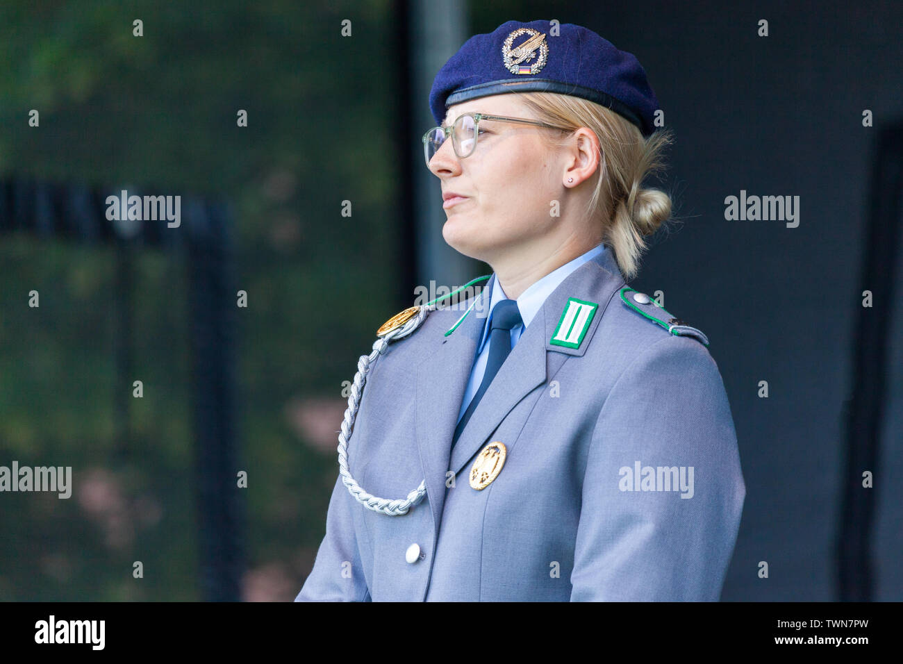 AUGUSTDORF / GERMANY - JUNE 15, 2019: German female soldier in full ...
