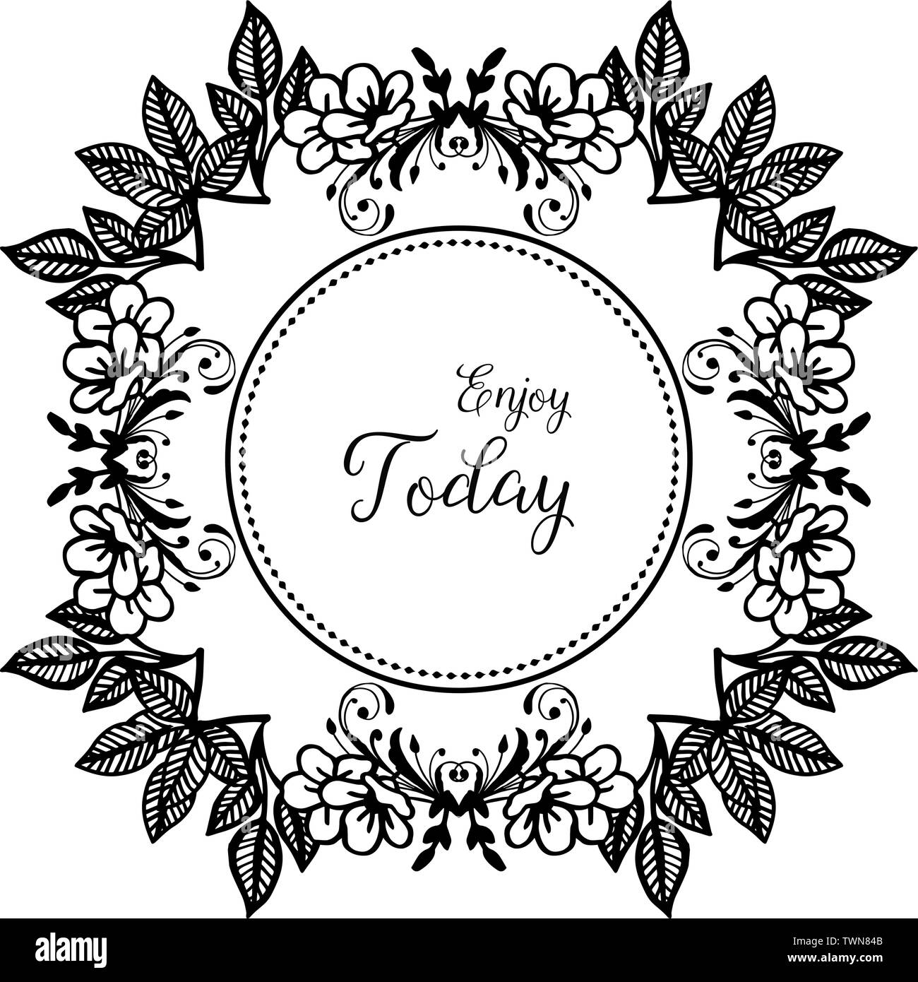 Vector illustration shape of card with beautiful floral frame hand ...