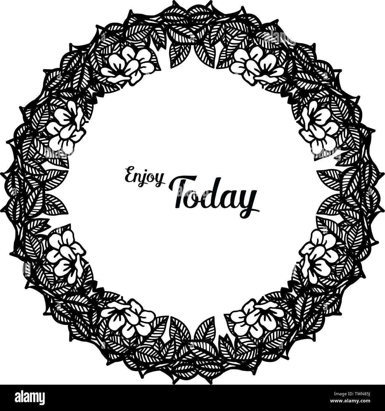 Vector illustration shape of card with beautiful floral frame hand ...