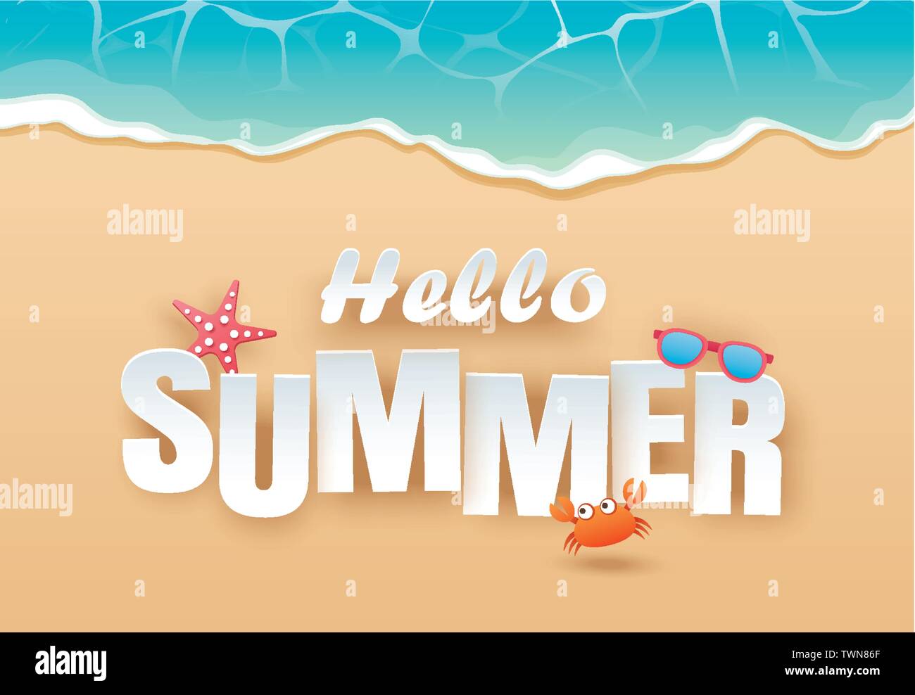 Hello summer beach top view travel and vacation background. Use for ...