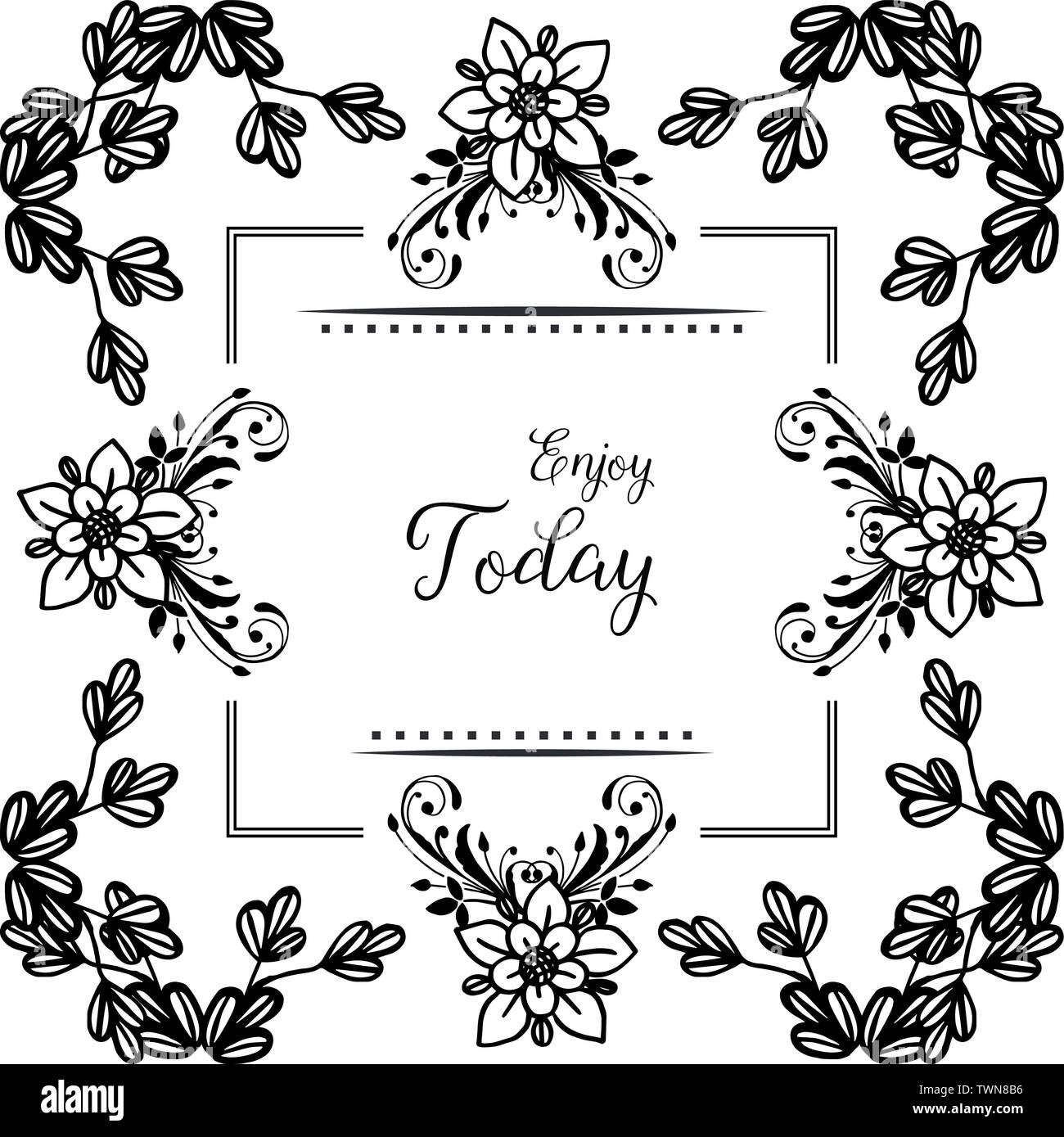Vector illustration decoration modern with art drawing of flower frame ...