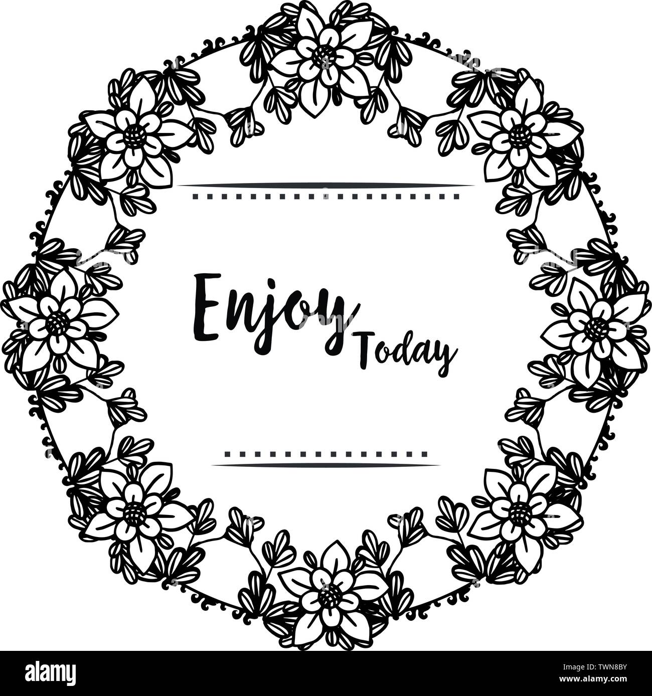 Vector illustration decoration modern with art drawing of flower frame ...