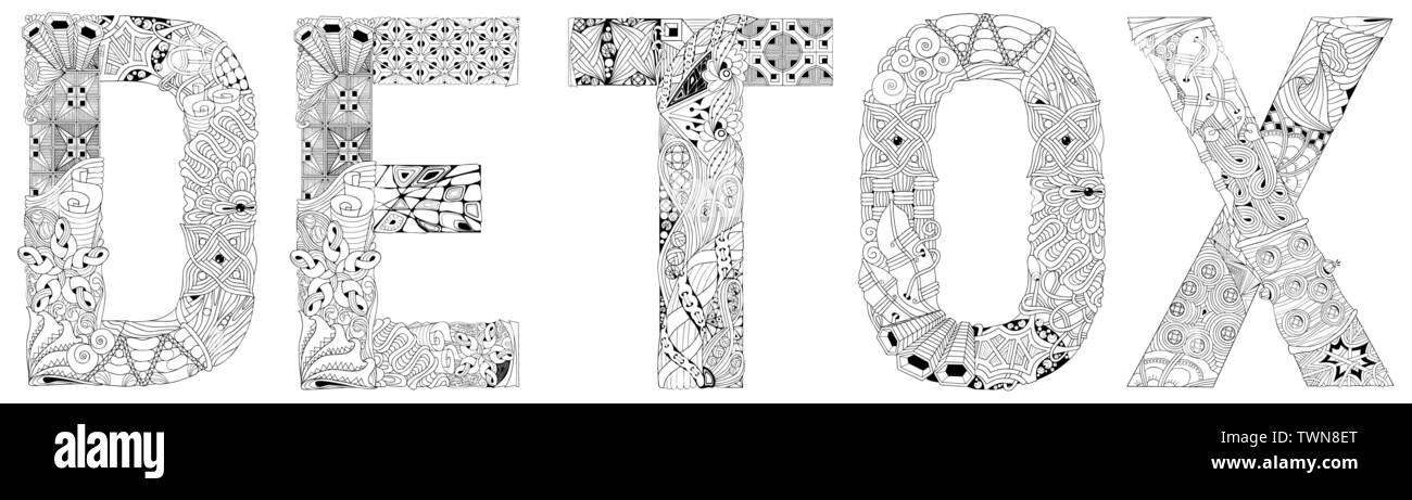 Hand-painted art design. Adult anti-stress coloring page. Black and ...