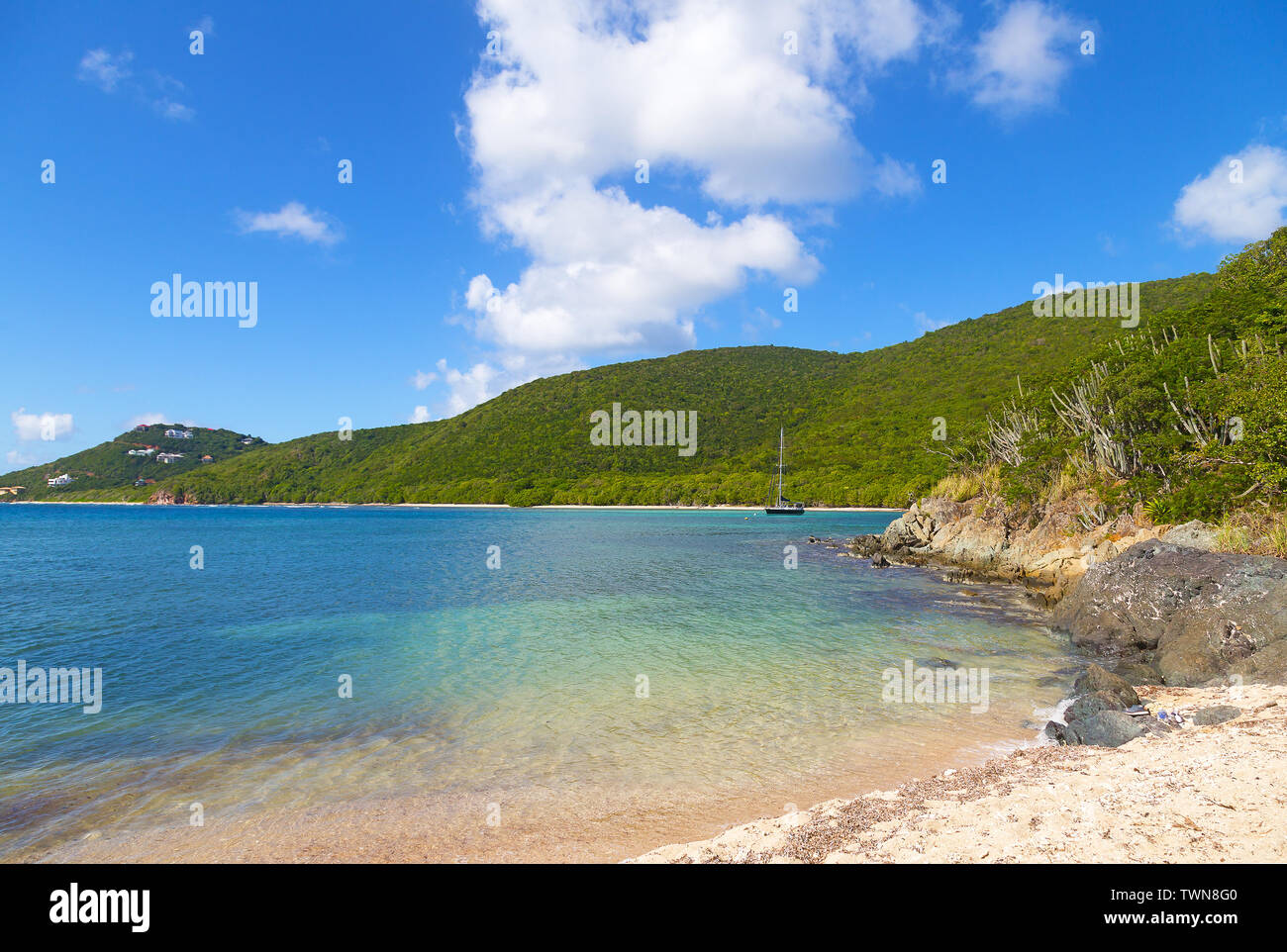 Secluded bay in the National Park of St John Island, US Virgin Island ...