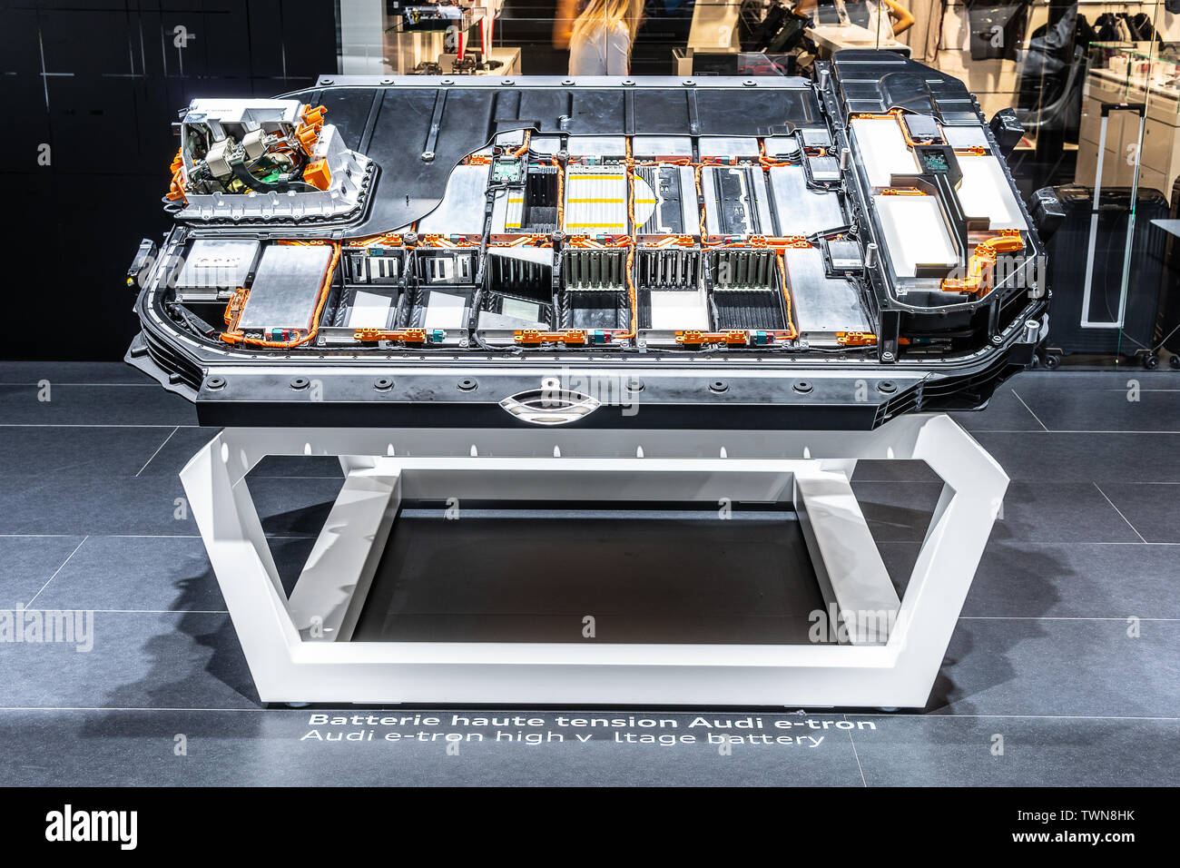 Paris, France, Oct 05, 2018 cross section, Audi e-tron 55 quattro SUV ...