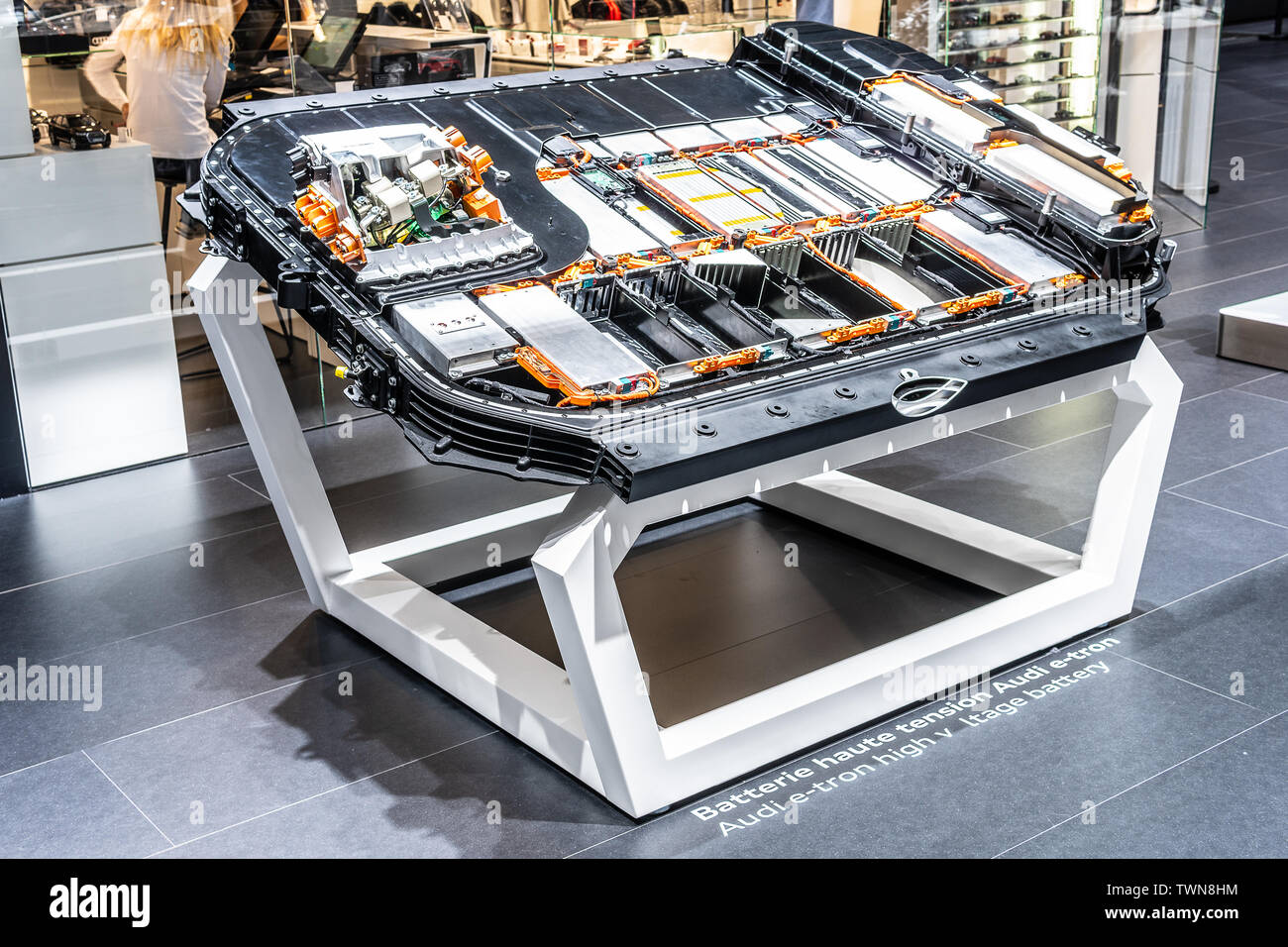 Paris, France, Oct 05, 2018 cross section, Audi e-tron 55 quattro SUV ...