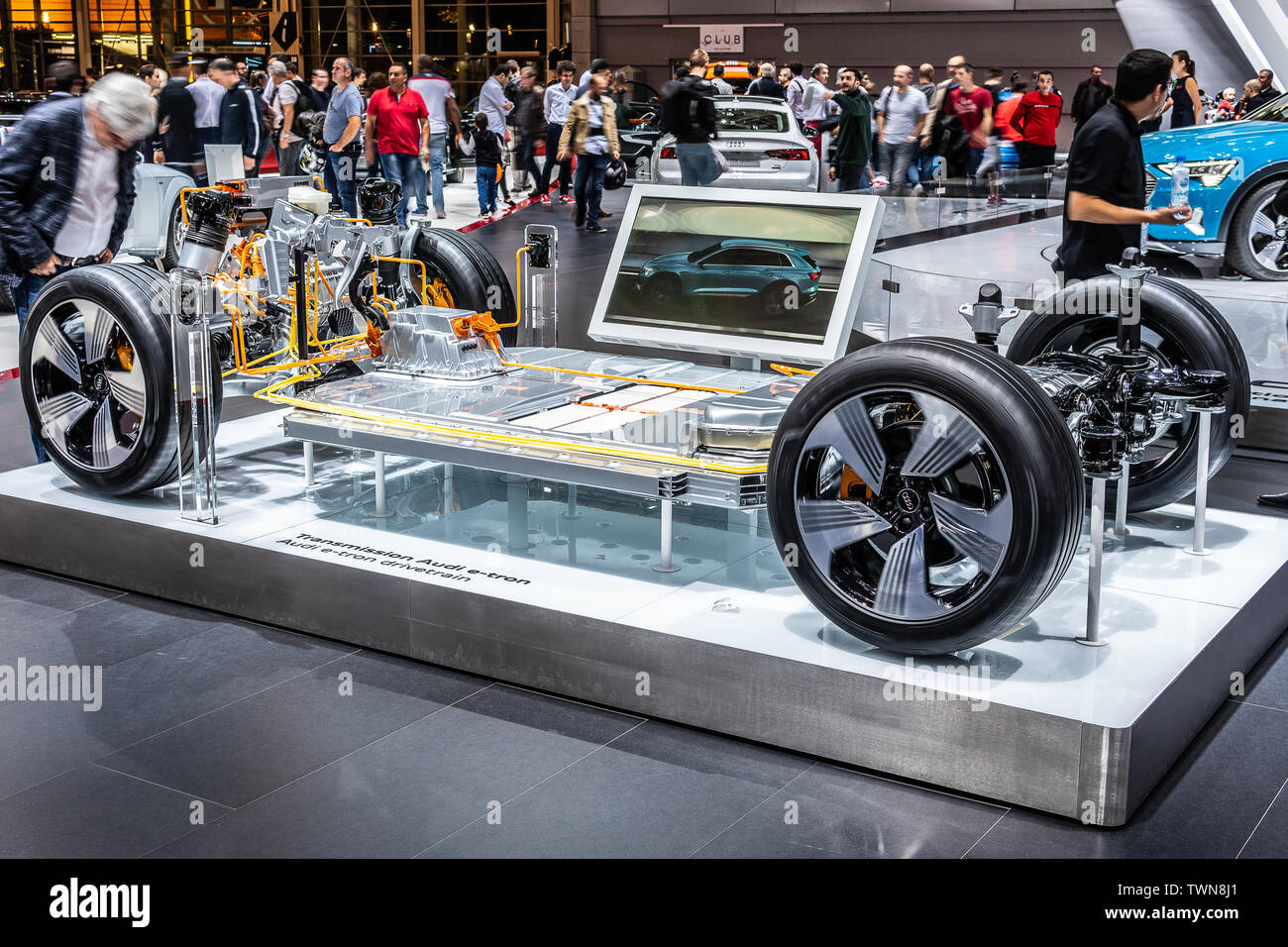 Paris, France, Oct 05, 2018 cross section, Audi e-tron 55 quattro SUV ...