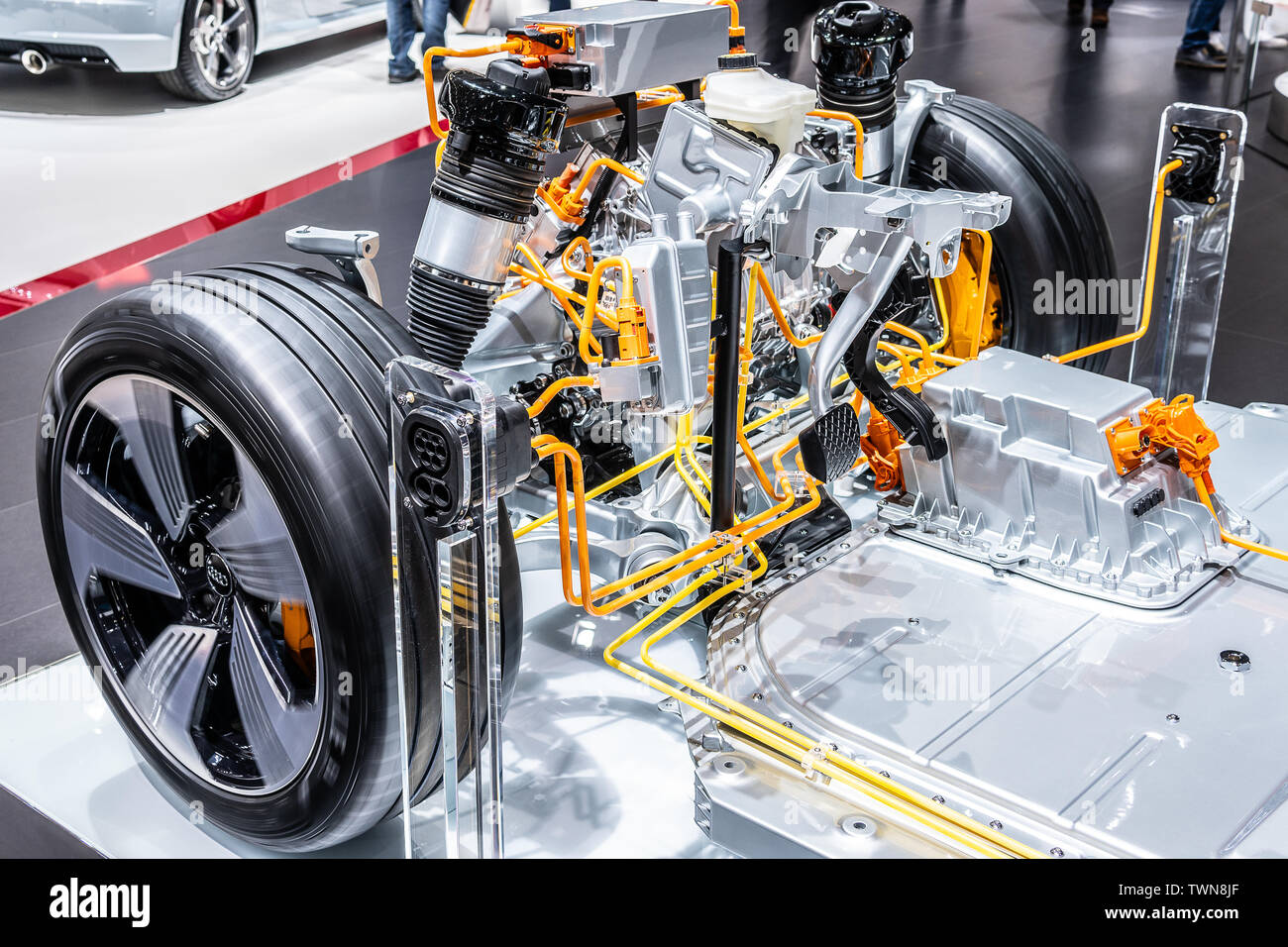 Paris, France, Oct 05, 2018 cross section, Audi e-tron 55 quattro SUV ...