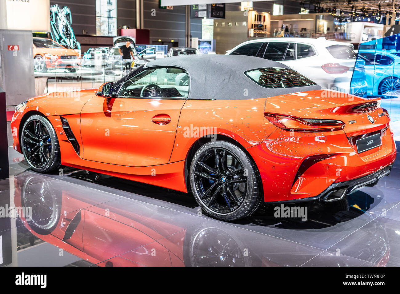 Paris, France, Oct 06, 2018 metallic all new orange BMW Z4 M40i ...
