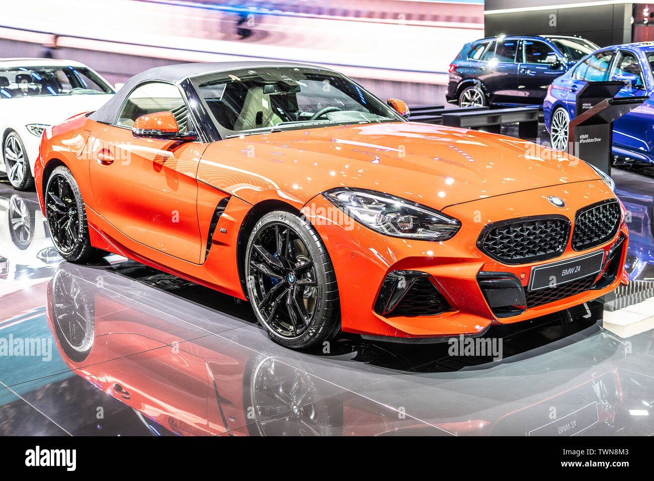 Paris, France, Oct 06, 2018 metallic all new orange BMW Z4 M40i ...