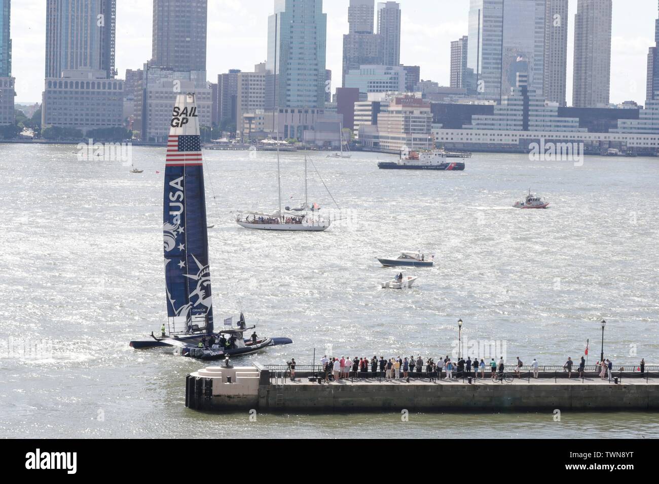 Hudson River, New York, USA, June 21, 2019 - SailGP USA Team sail their ...