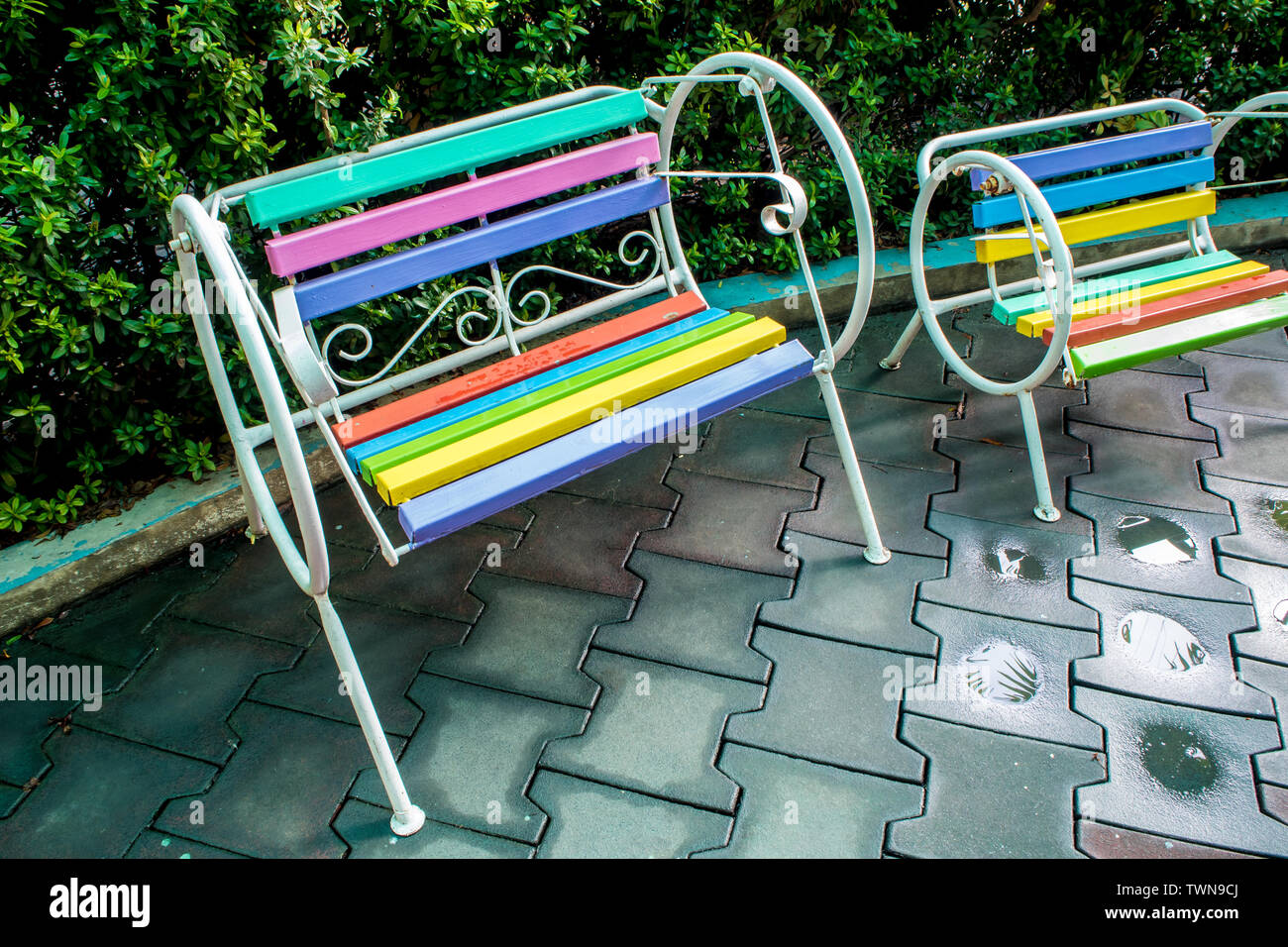 Outdoor multi colored furniture hi-res stock photography and images - Alamy