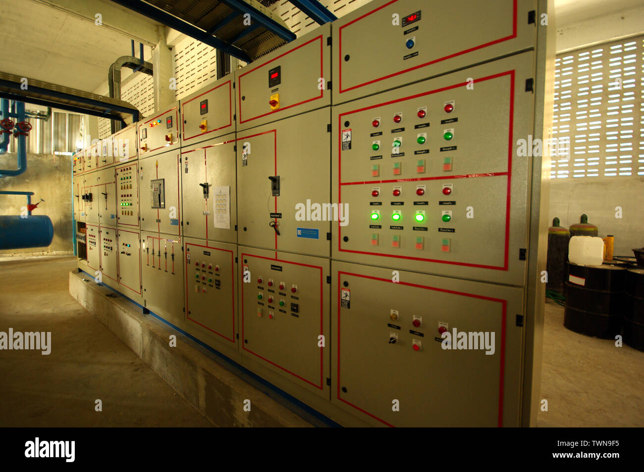 Control panel at the control area in industrial mill Stock Photo - Alamy