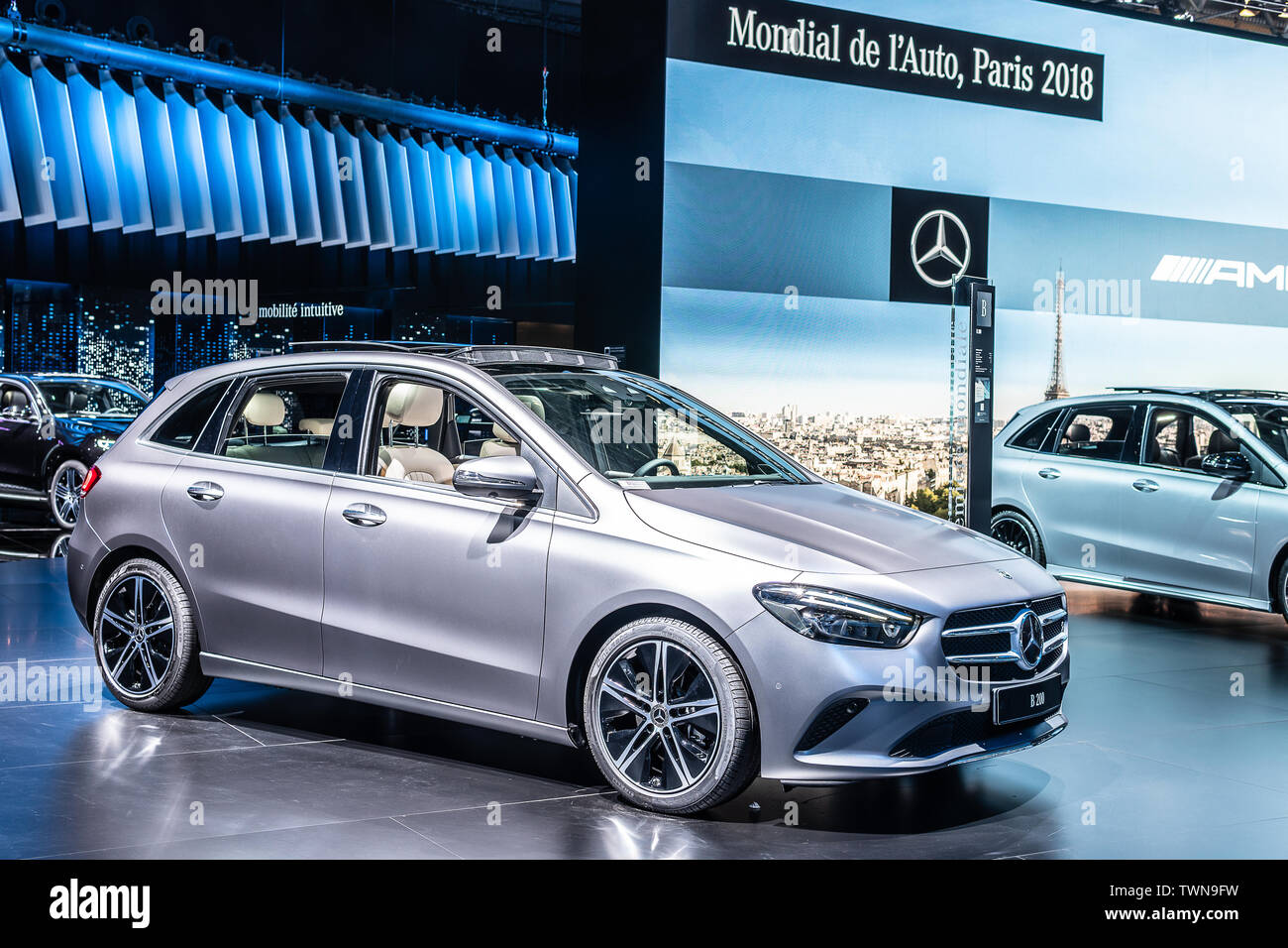 Paris, France, October 2018: all new Mercedes B 200 at Mondial Paris ...