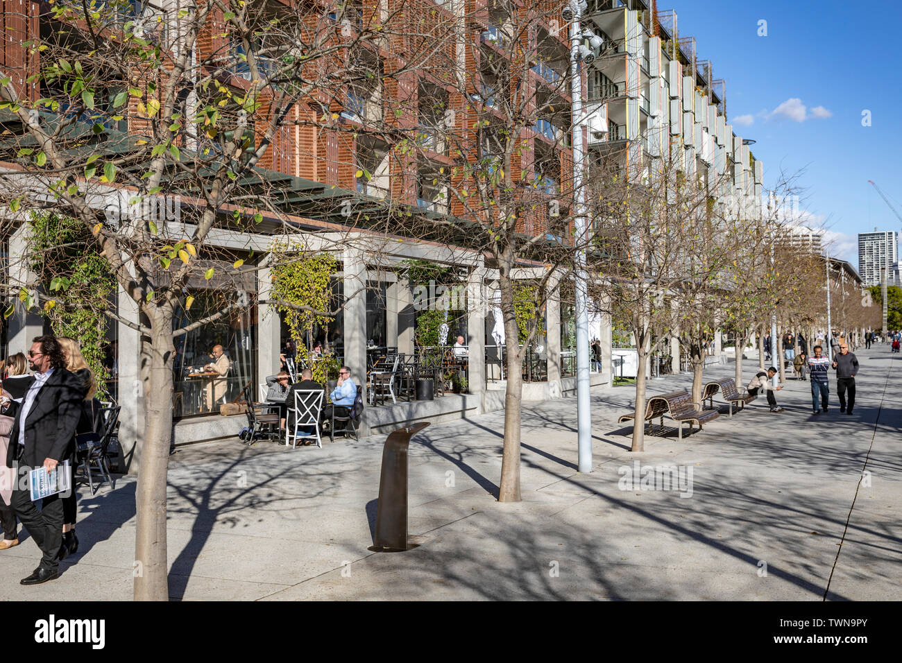 Restaurants and cafes in the Barangaroo urban office precinct beside ...