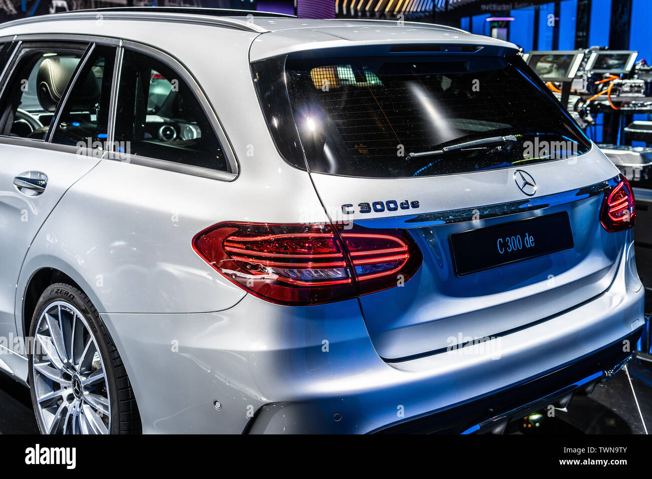 Paris, France, Oct 2018 Mercedes C 300 DE Plug-In Hybrid Break AMG Line ...