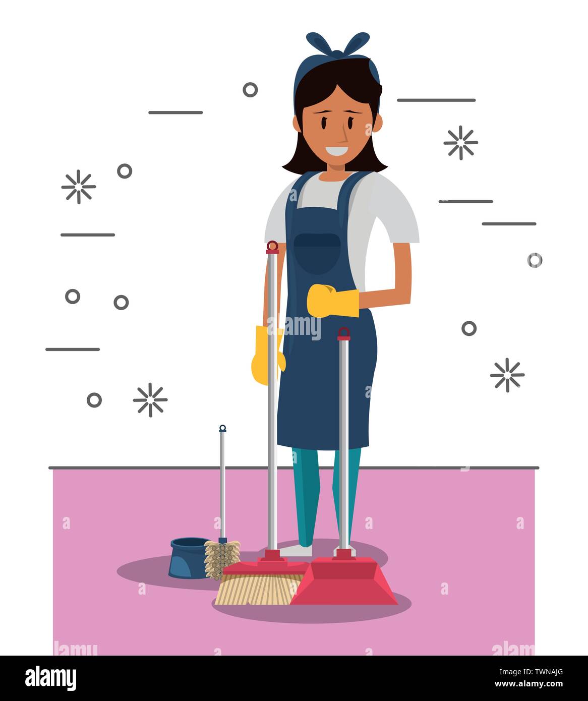 Cleaning service staff smiling Stock Vector Images - Alamy