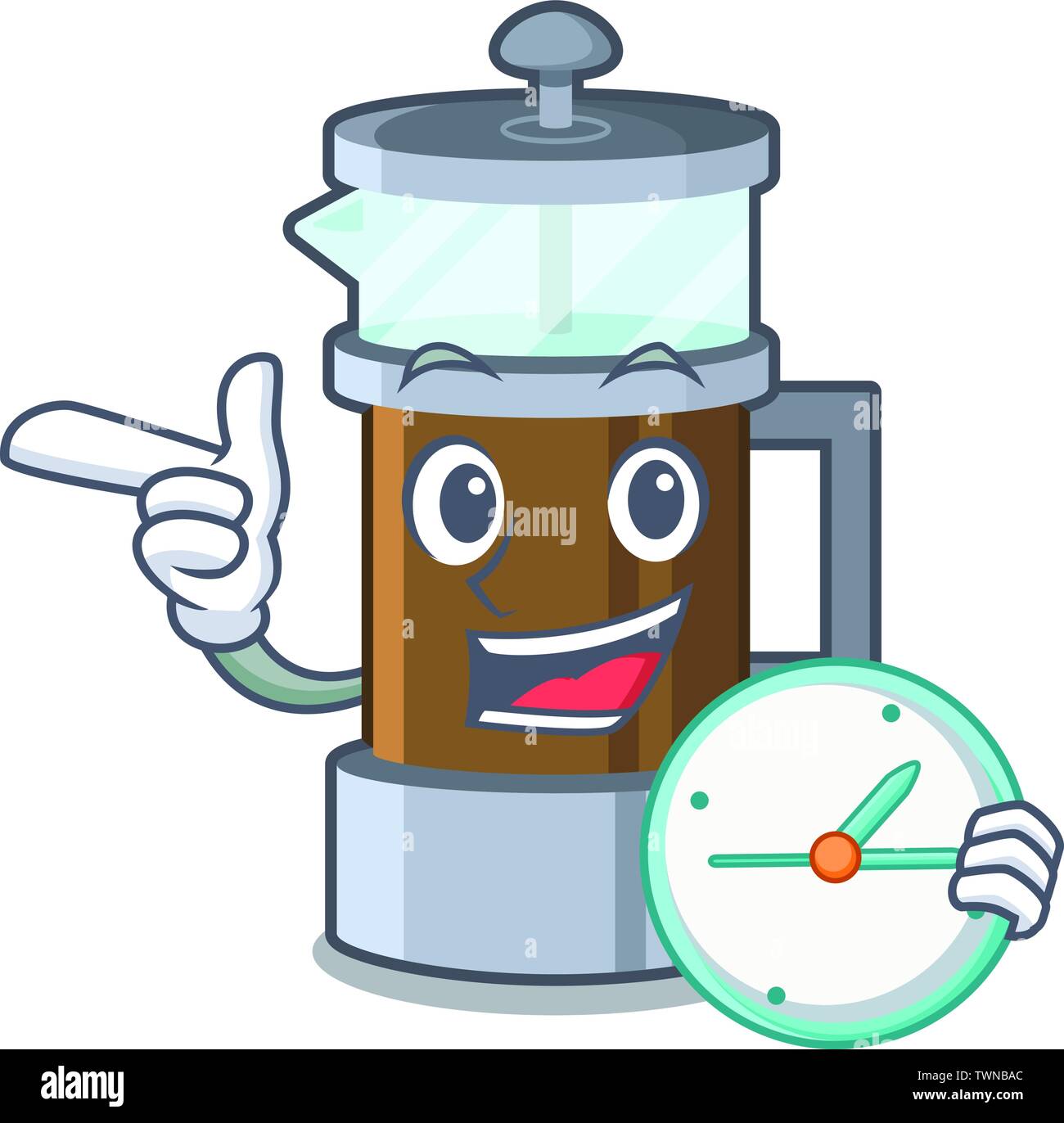 With clock french press in the mascot shape Stock Vector Image & Art ...
