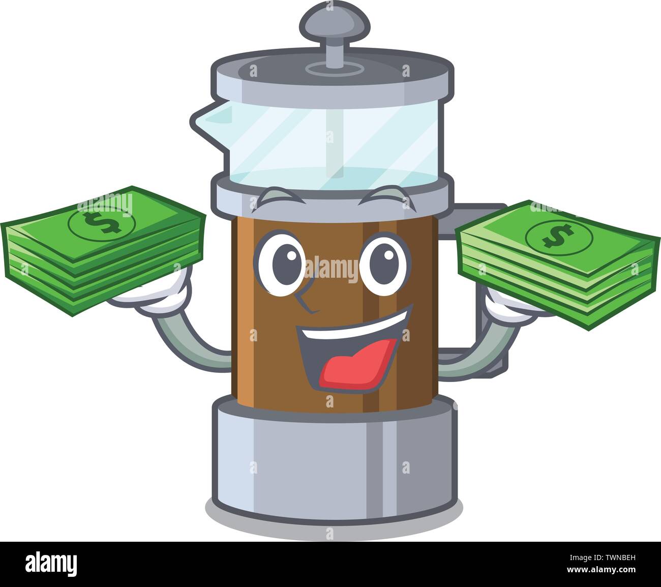 With money bag french press in a cartoon glass Stock Vector Image & Art ...