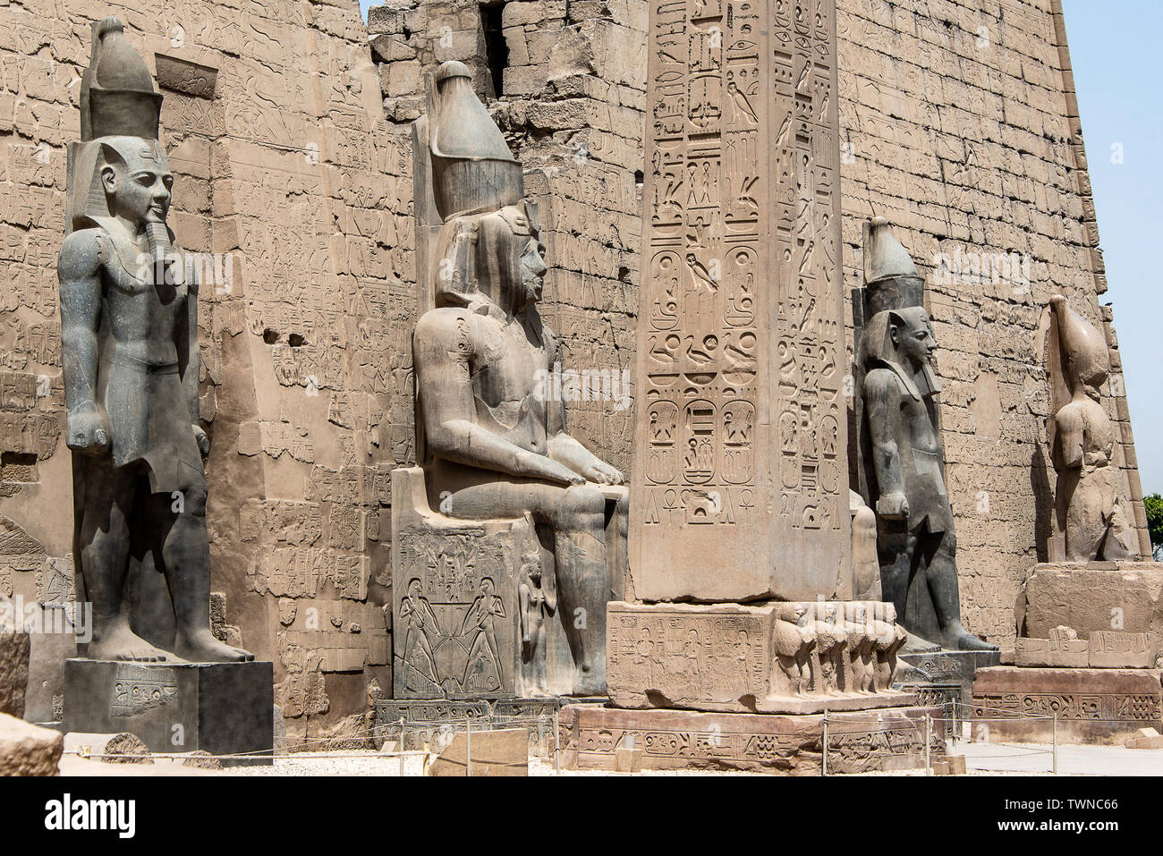 Statues in front of Entrance to Luxor Temple, Ancient Egyptian temple ...